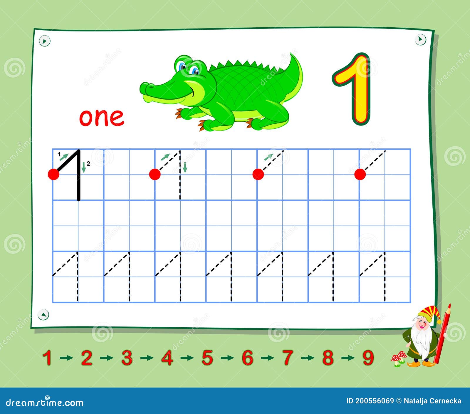 Mathematical Education For Little Children. Learn Write Numbers ...