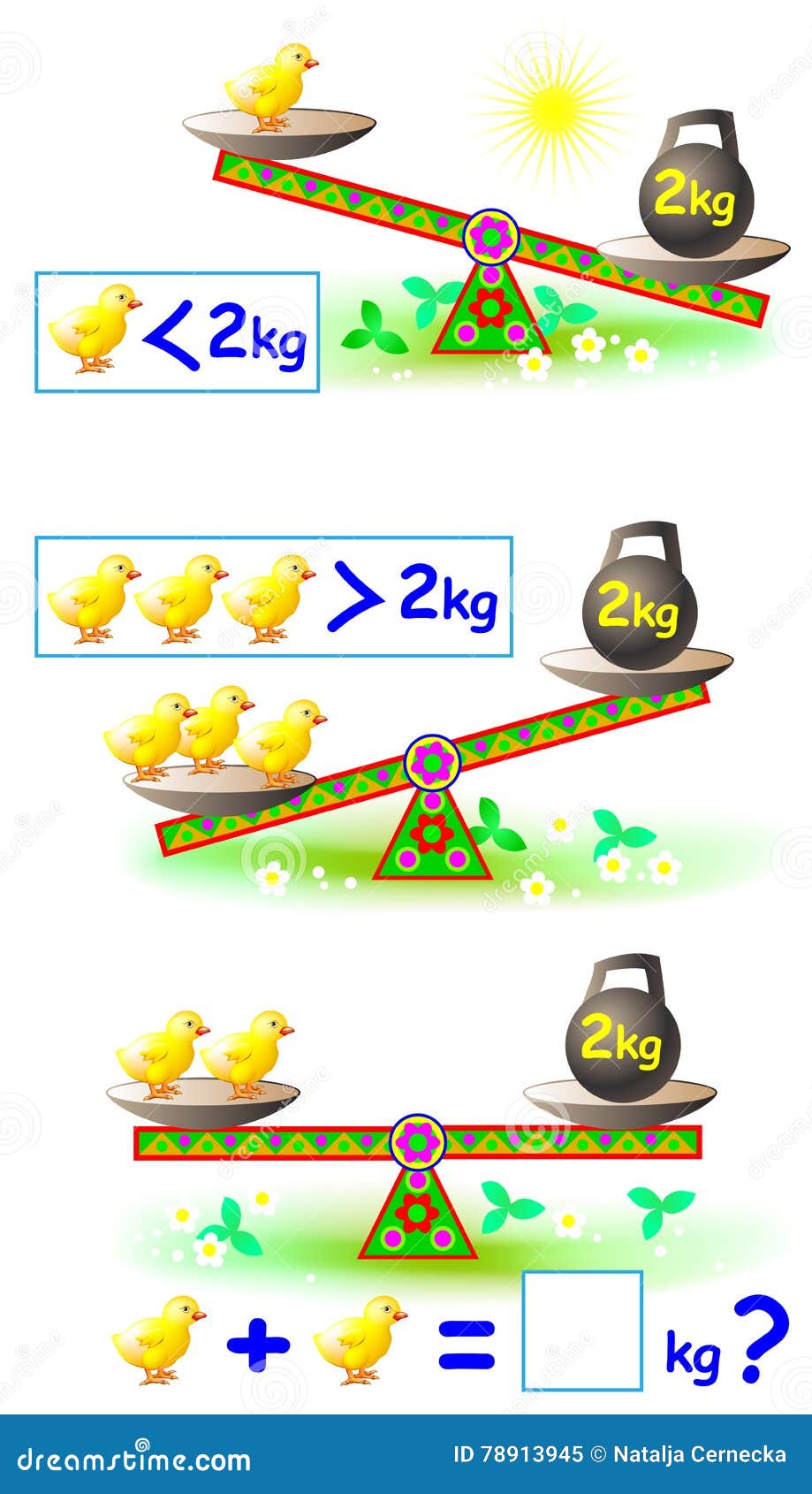 Mathematical Educational Page for Children with Numbers. Stock Vector ...
