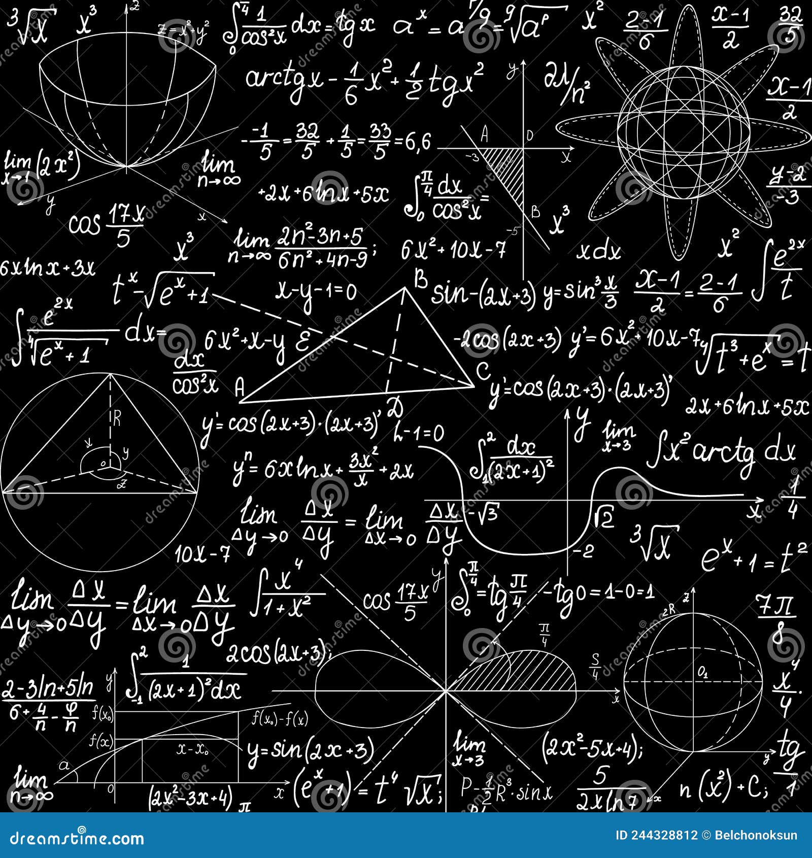 Mathematical Educational Vector Seamless Background with Handwritten ... Mathematical Educational Vector Seamless Background with Handwritten ...