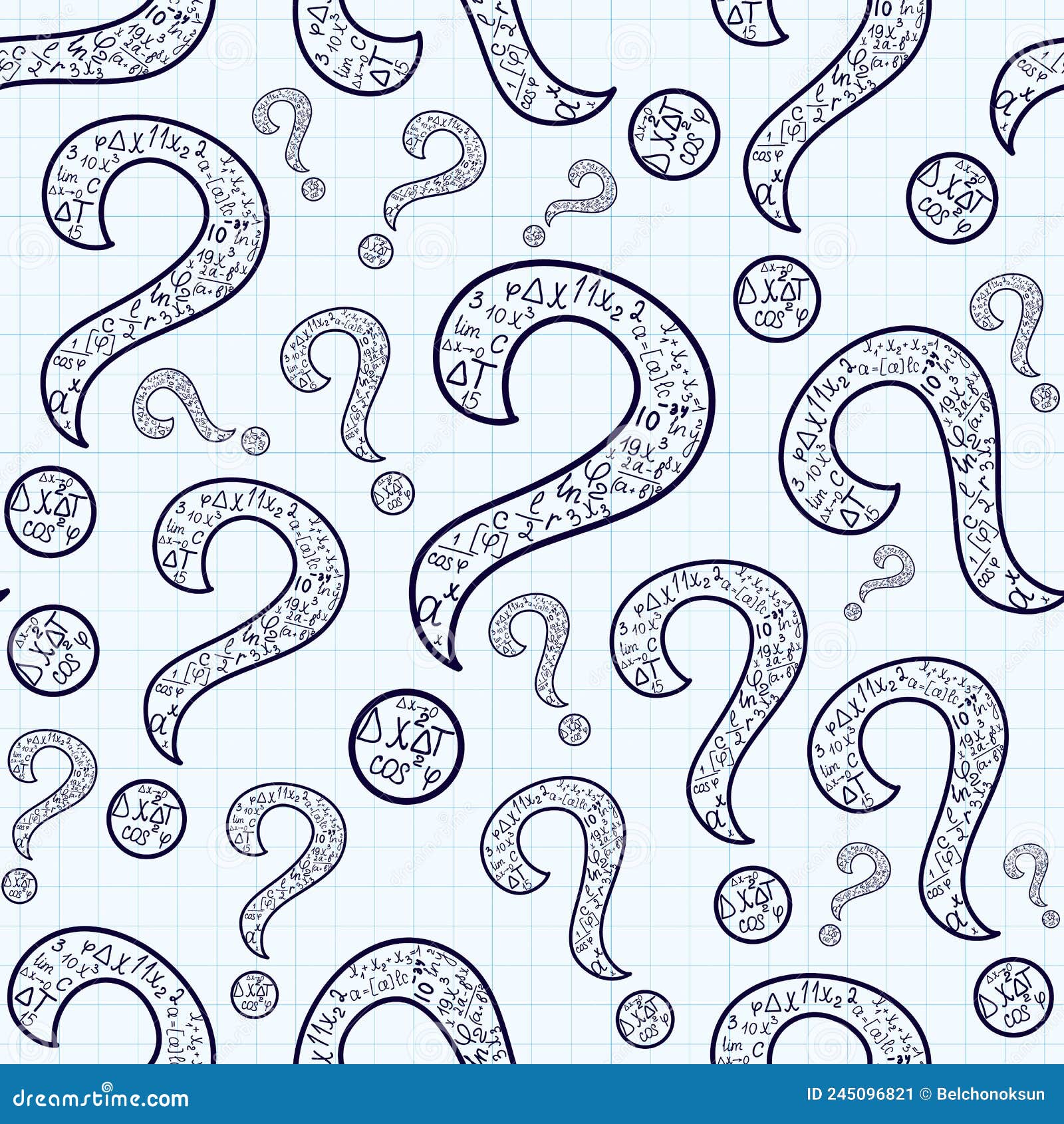 Mathematical Educational Vector Seamless Pattern with Question Signs ...