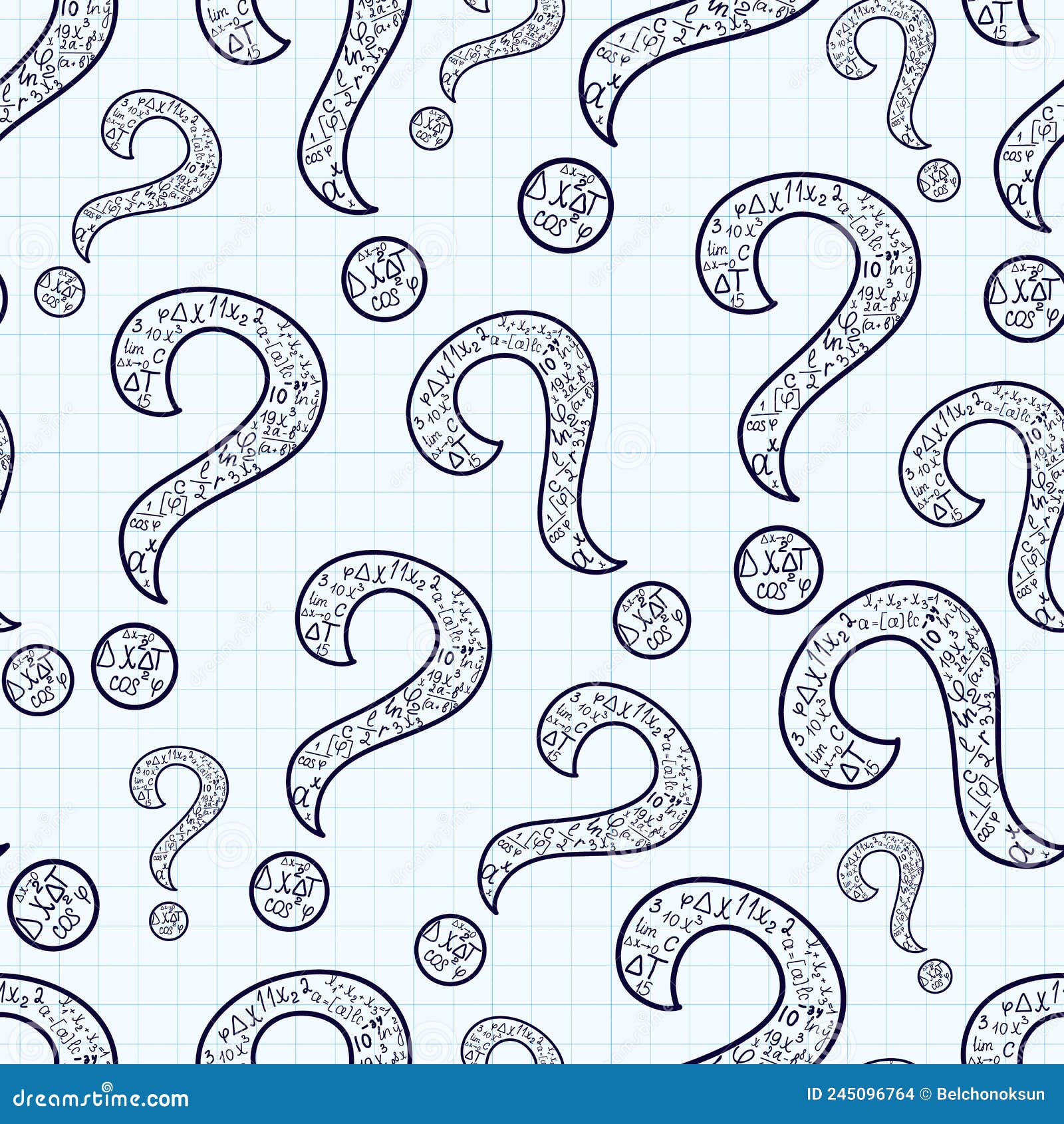 Mathematical Educational Vector Seamless Pattern with Question Signs ...