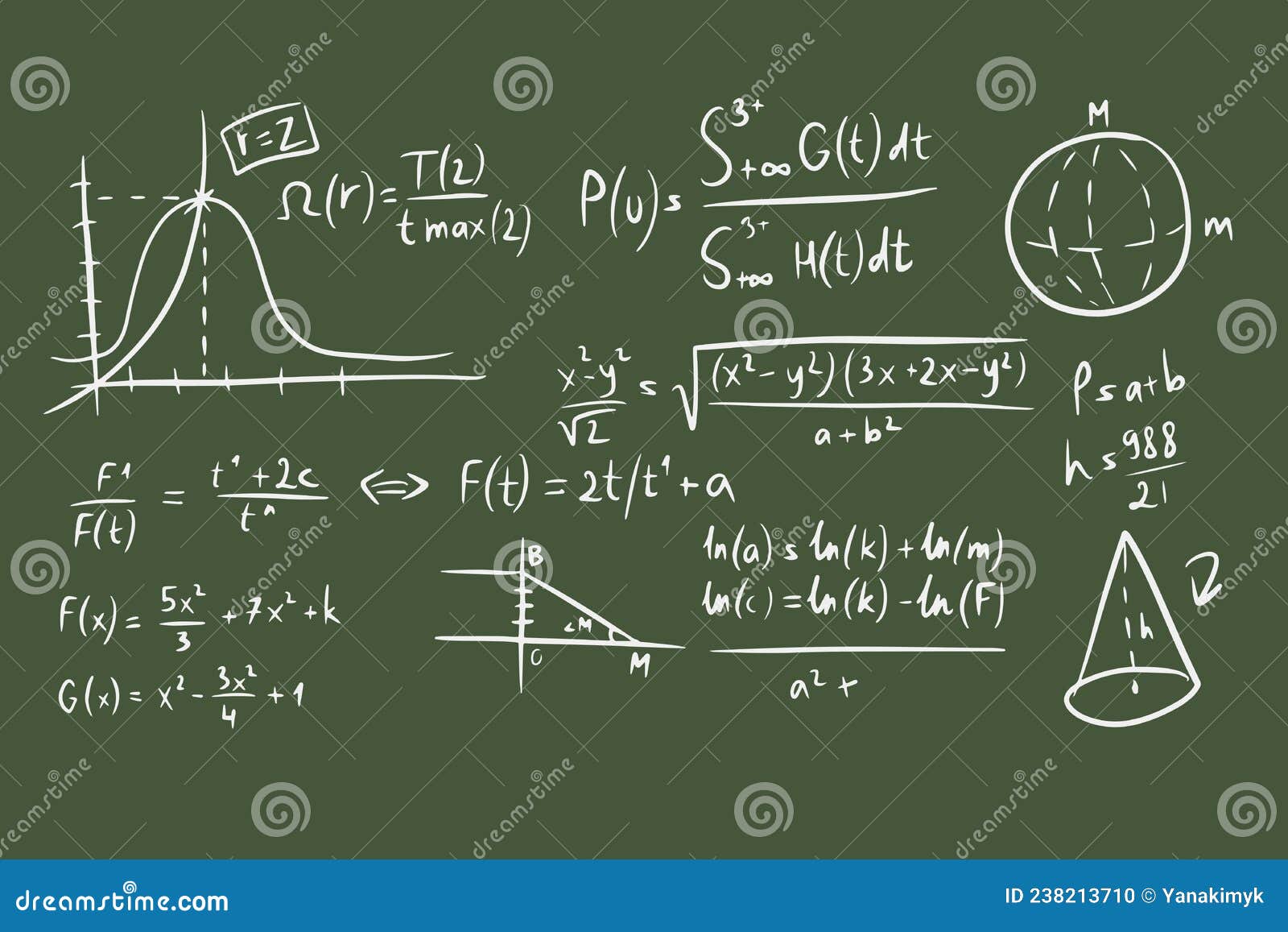 Mathematical Equation Formulas Line. Math Outline Doodle Handwriting ...