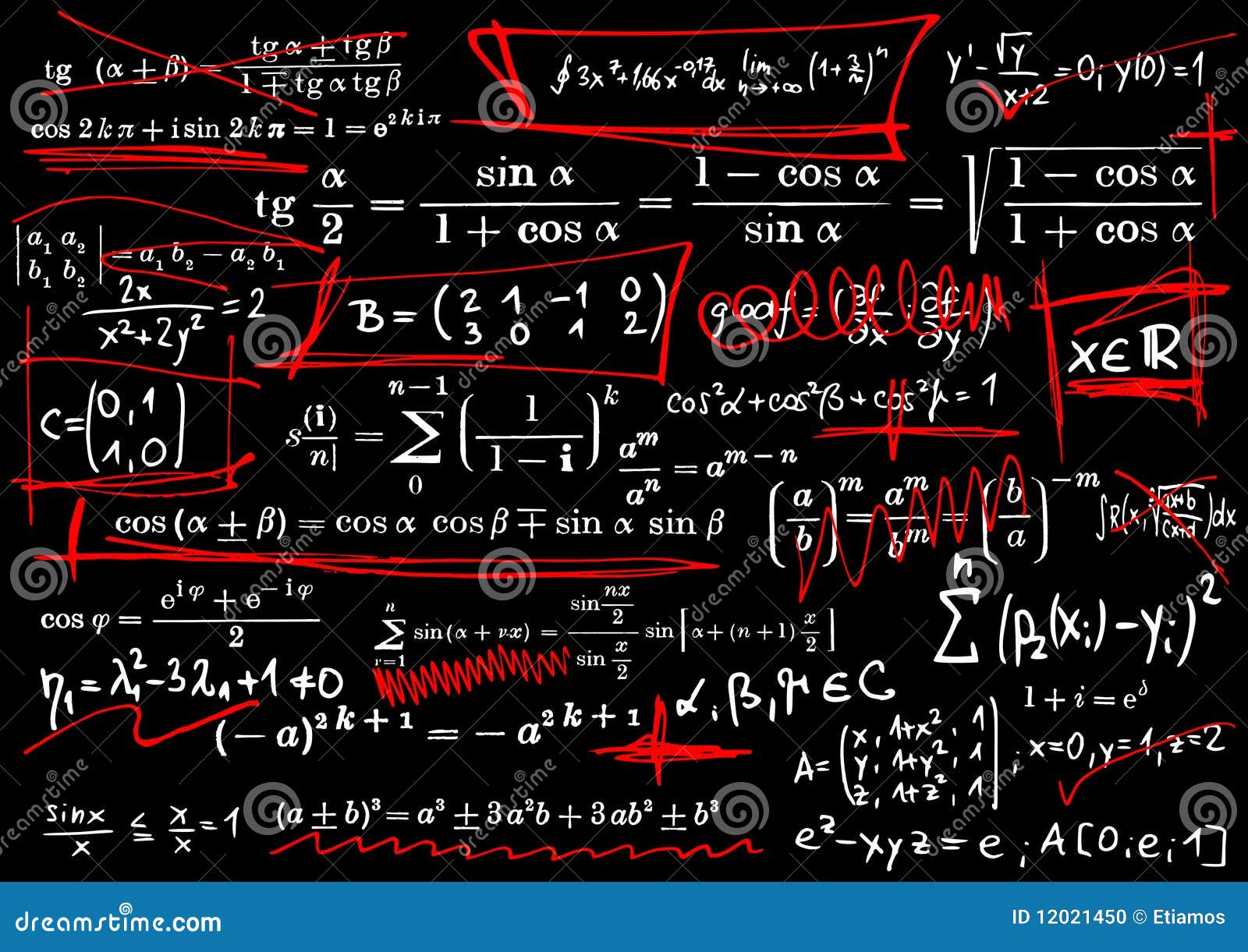 Mathematical equations stock vector. Illustration of dash - 12021450