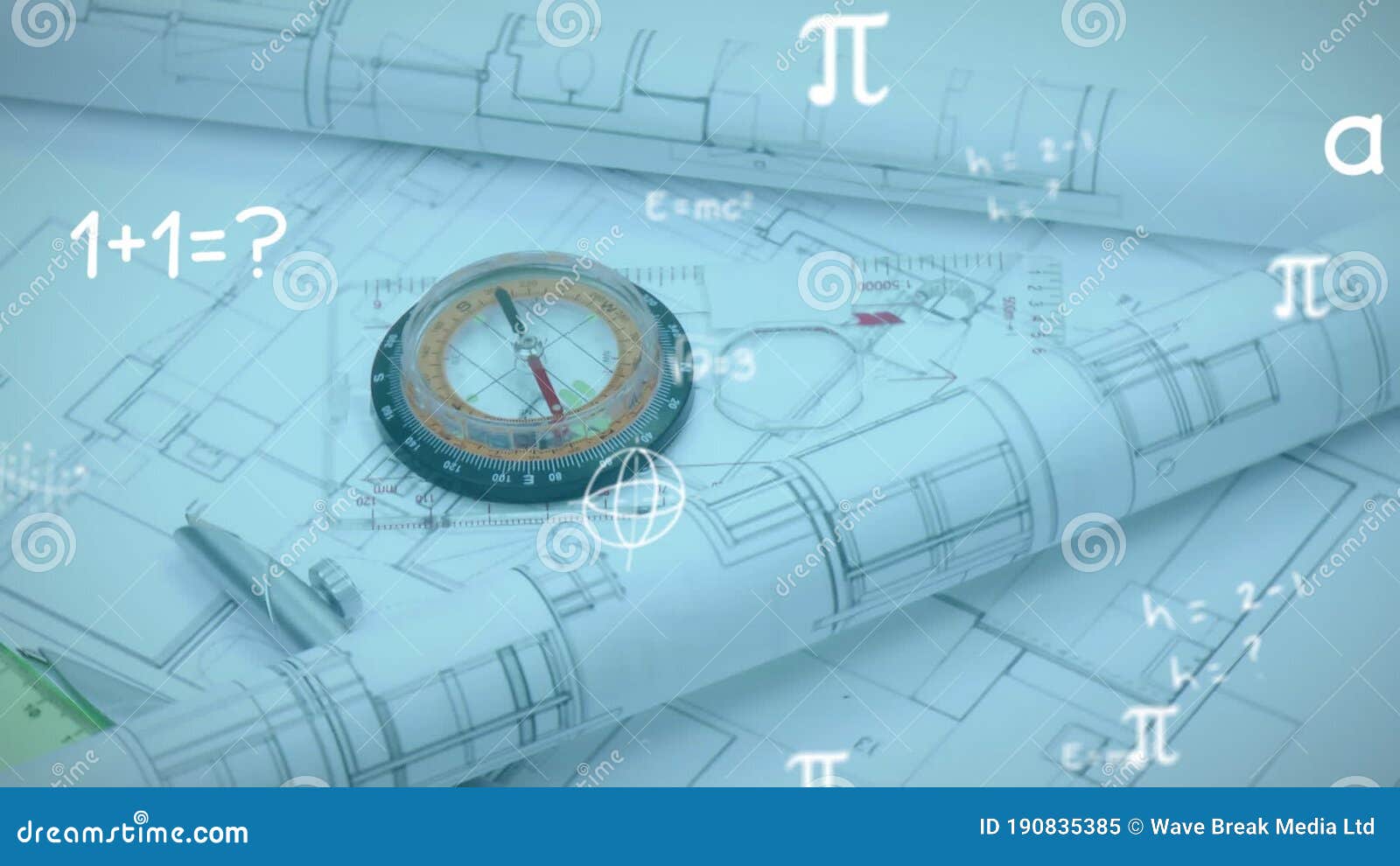 Mathematical Equations Against Blueprint Documents Stock Video - Video ...