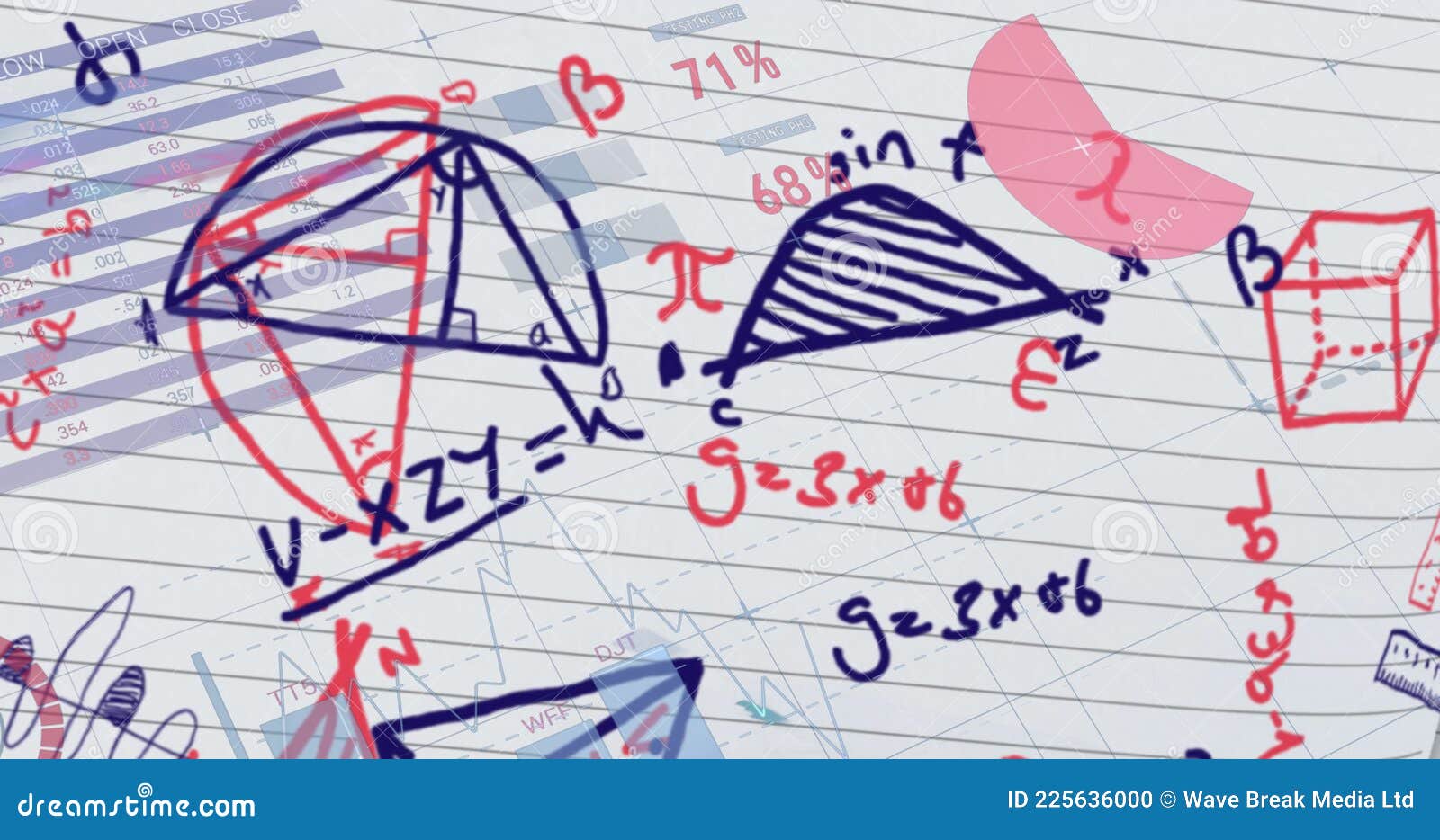 Mathematical Equations Against Statistical Data Processing Stock ...