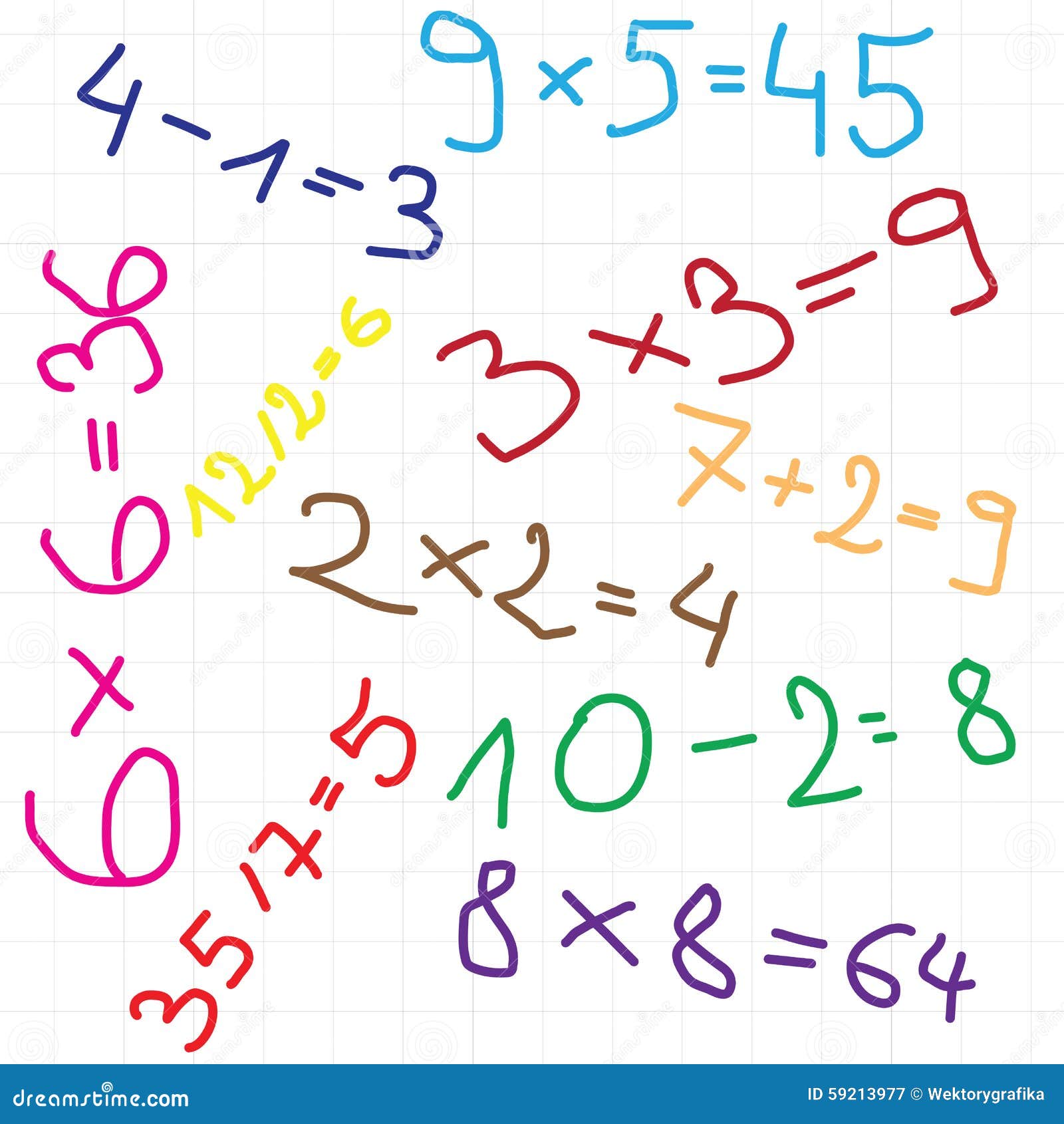 Mathematical Equations Background. Children Drawing Symbol Set Stock ...