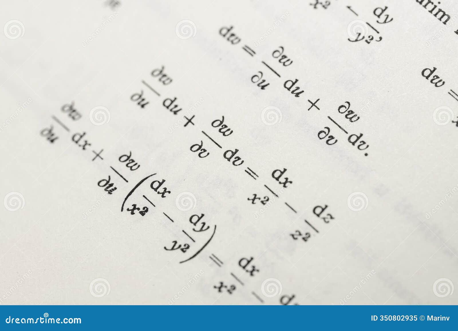 Mathematical Equations and Derivatives on a White Page Stock Image ...