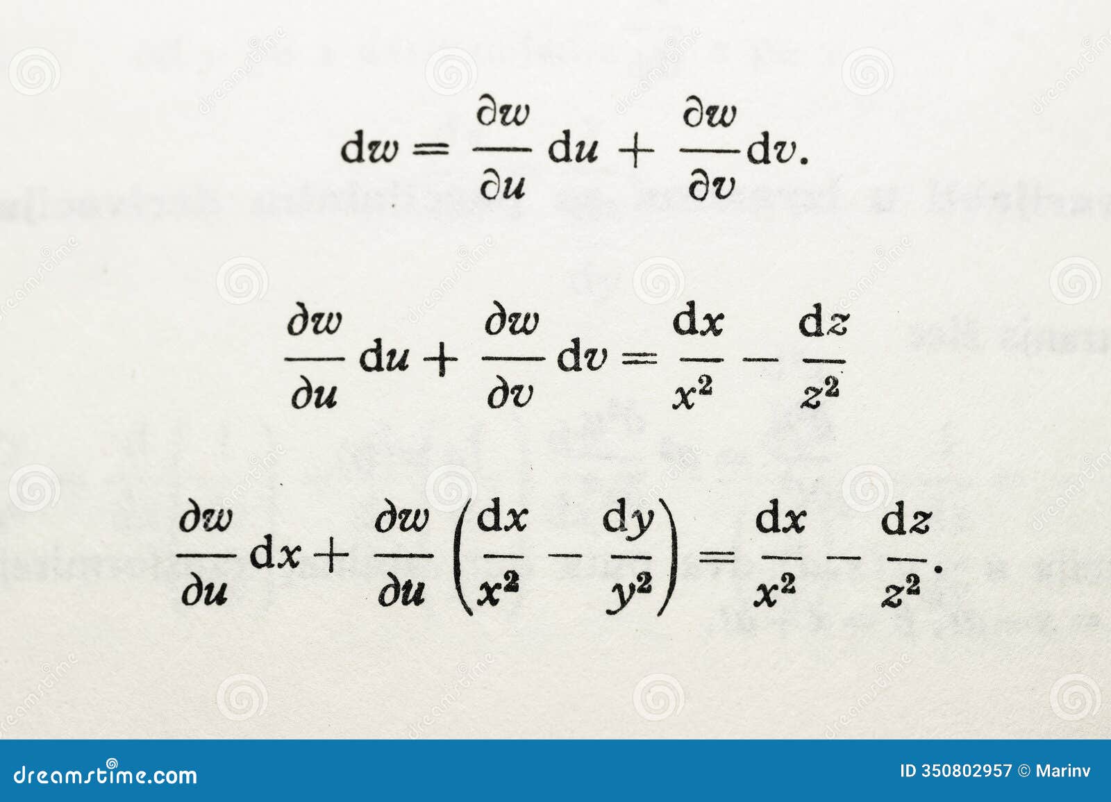 Mathematical Equations and Derivatives on a White Page Stock Image ...