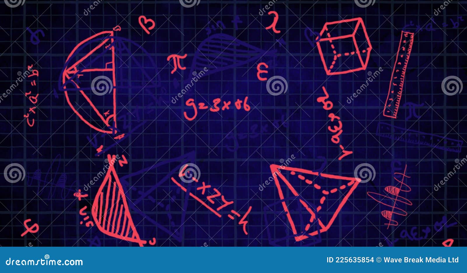 Mathematical Equations and Diagrams Against Black Background Stock ...