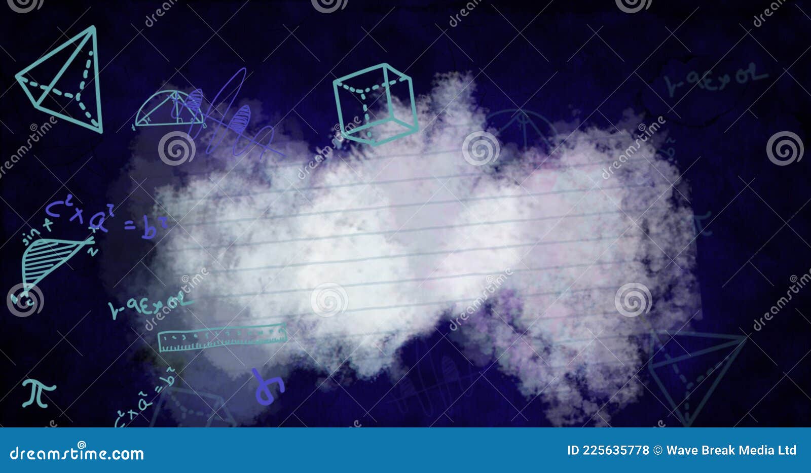 Mathematical Equations and Diagrams Against Blue Background Stock ...