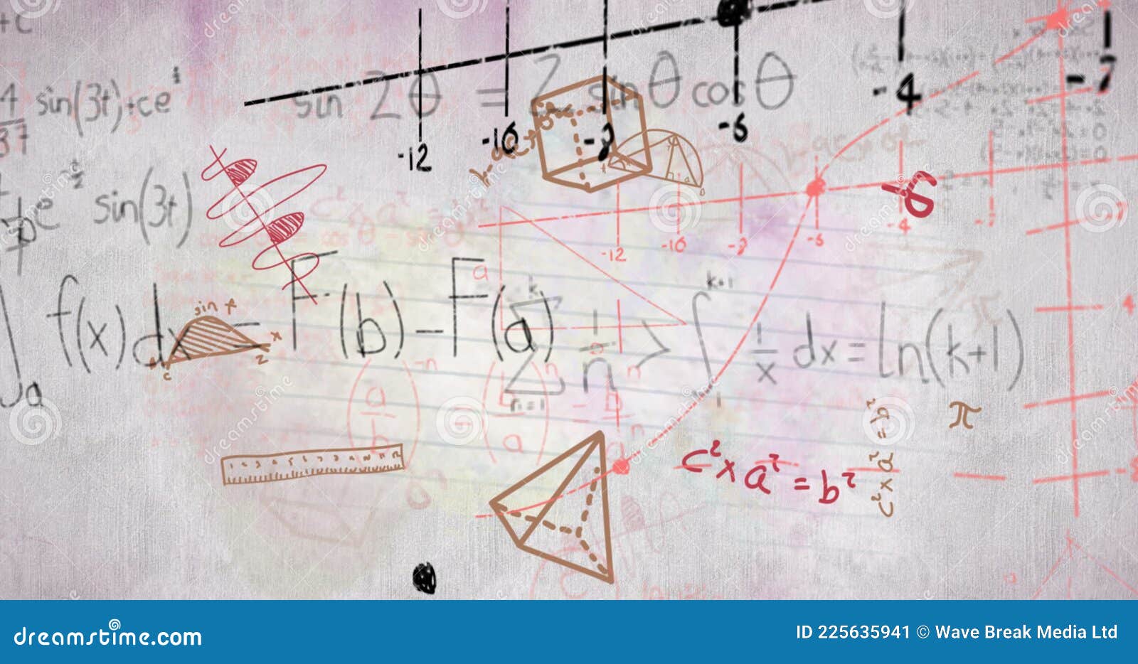 Mathematical Equations and Diagrams Against White Background Stock ...