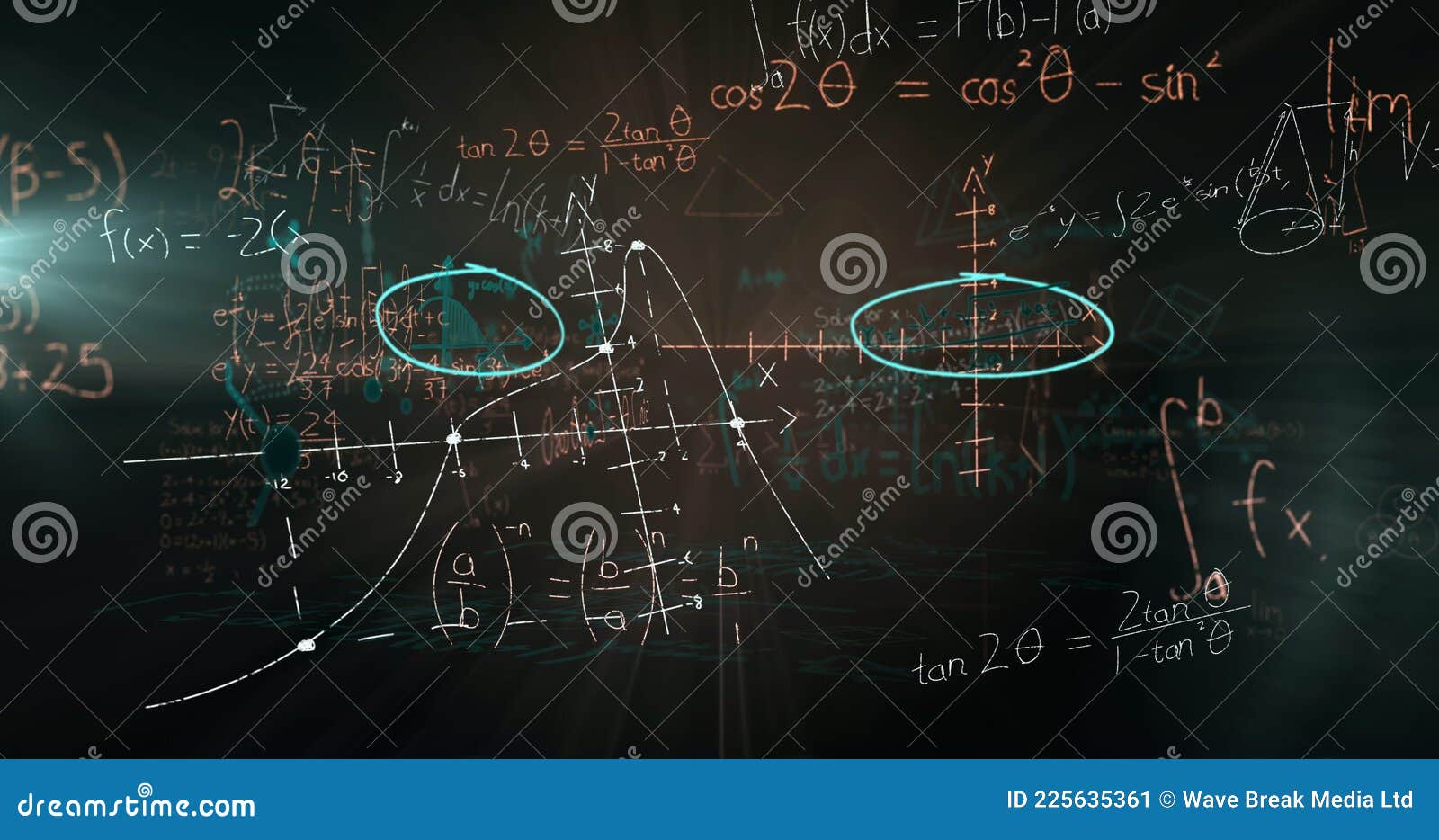 Mathematical Equations Floating Against Black Background Stock ...