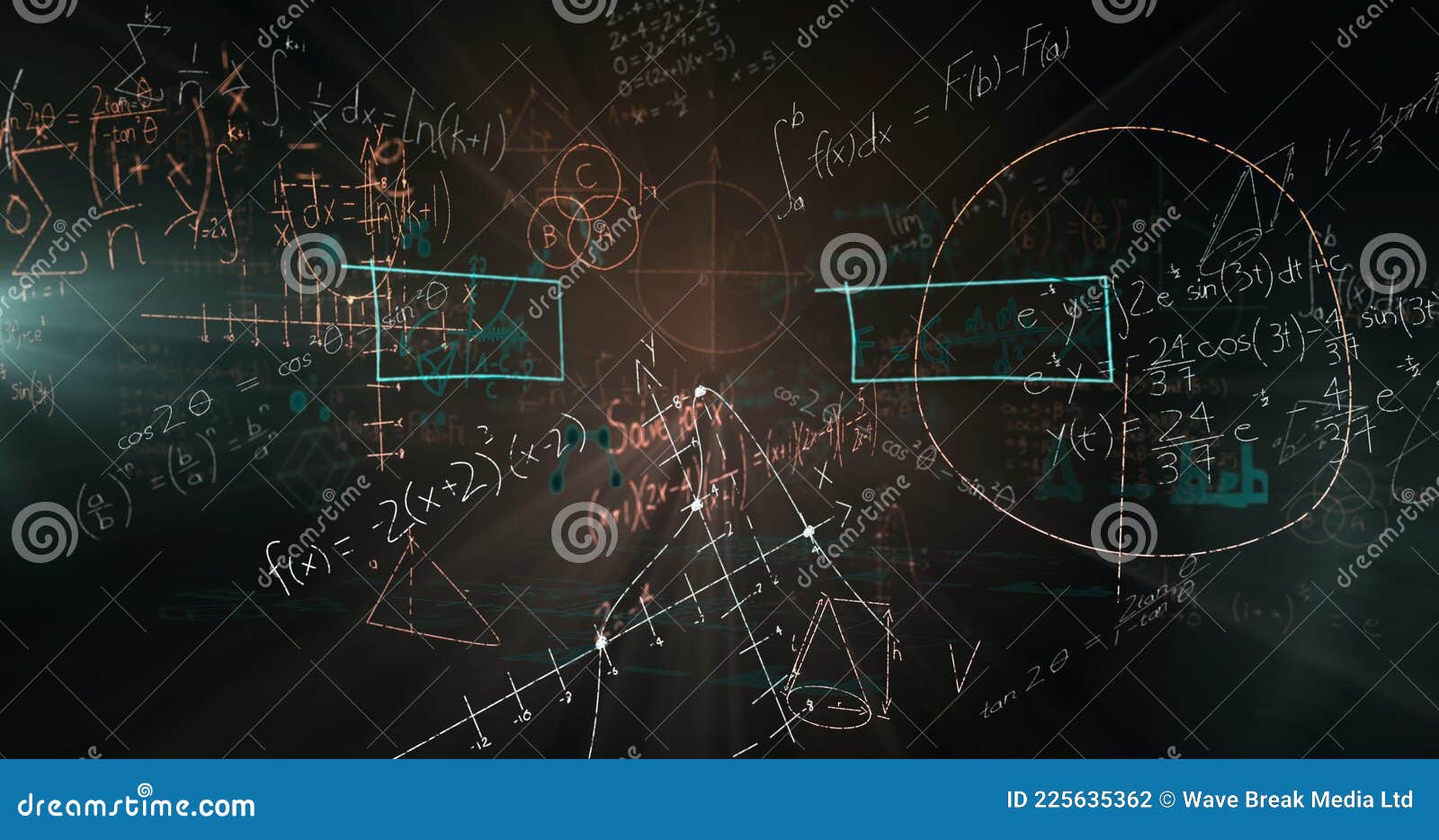 Mathematical Equations And Formulas On School Blackboard. Cartoon ...
