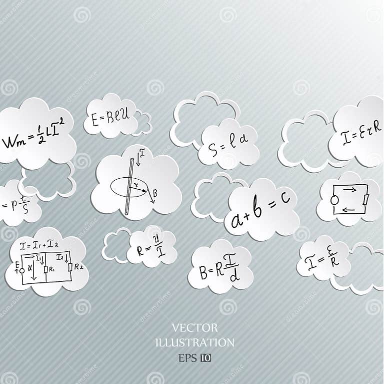 Mathematical Equations and Formulas in the Clouds. Stock Vector ...