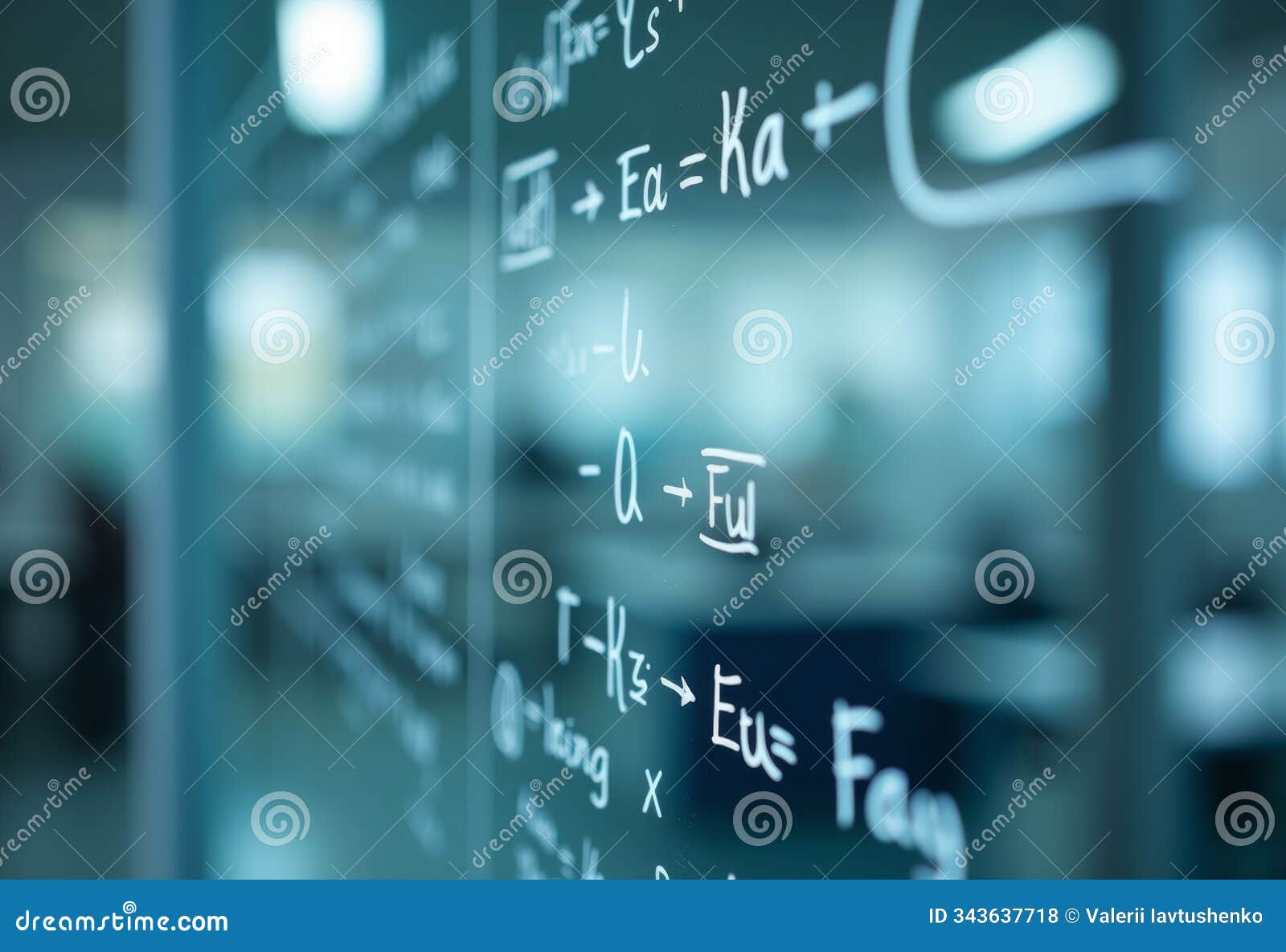 Mathematical Equations and Formulas Written on a Glass Board in a ...