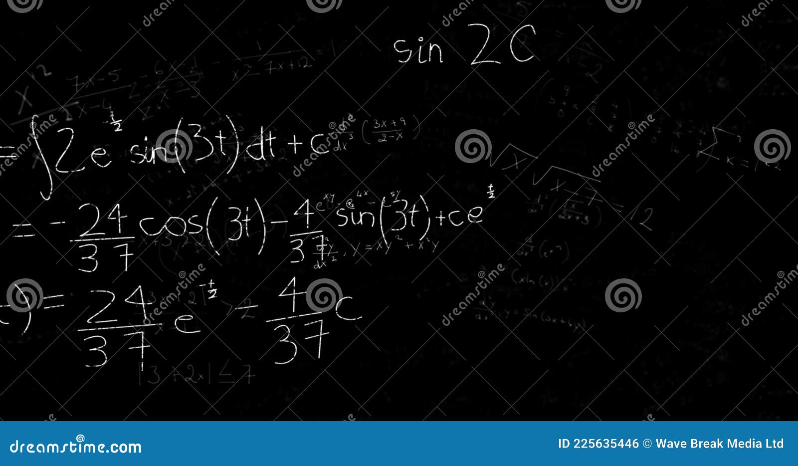 Mathematical Equations Moving Against Black Background Stock ...