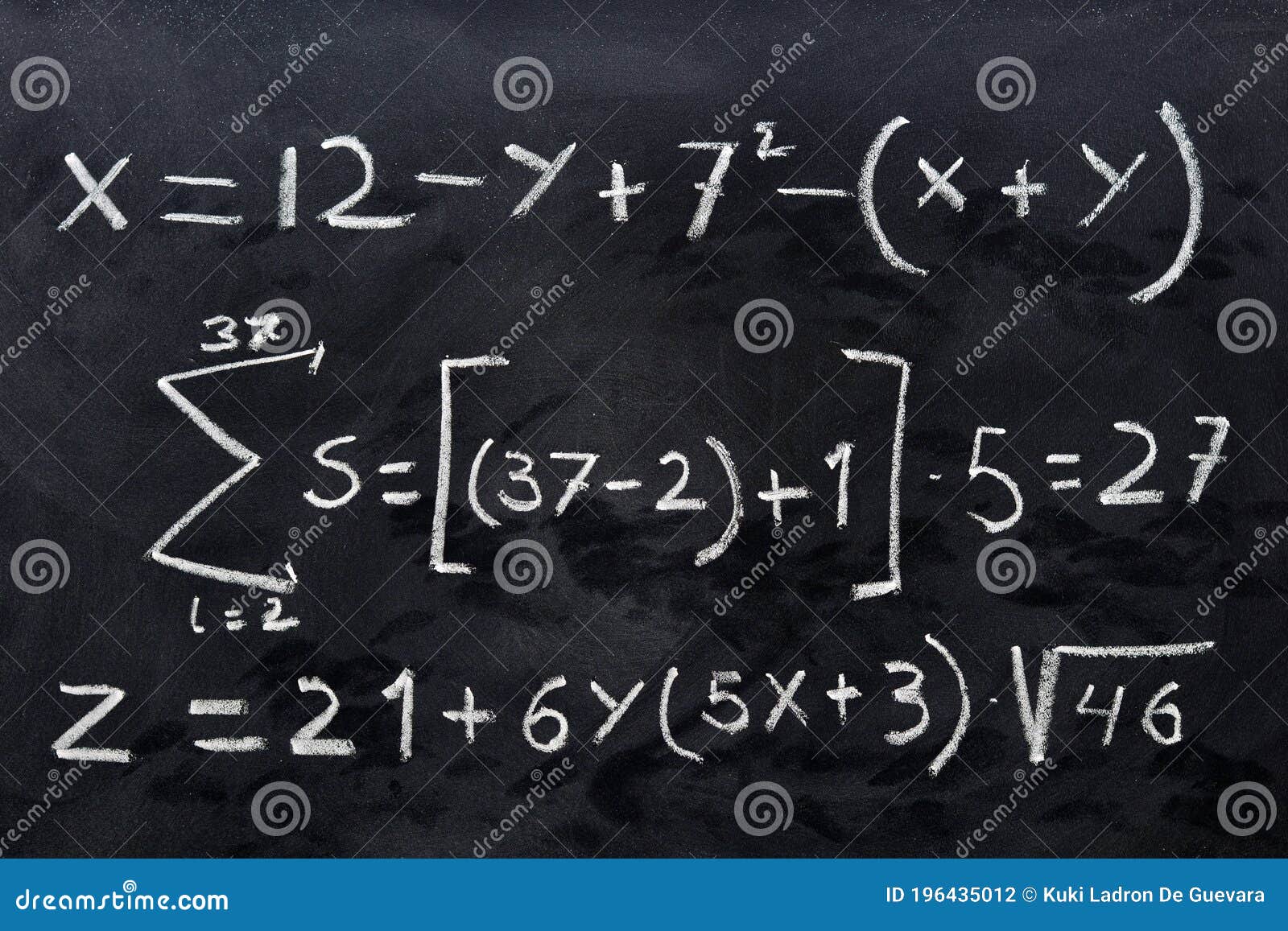 Mathematical Equations Written on a Blackboard Stock Photo - Image of ...