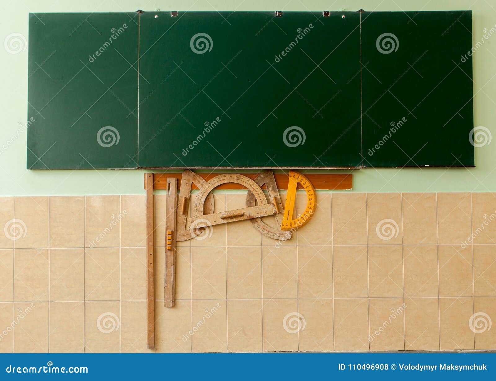 Mathematical Equipment and a School Board in the Classroom Stock Photo ...