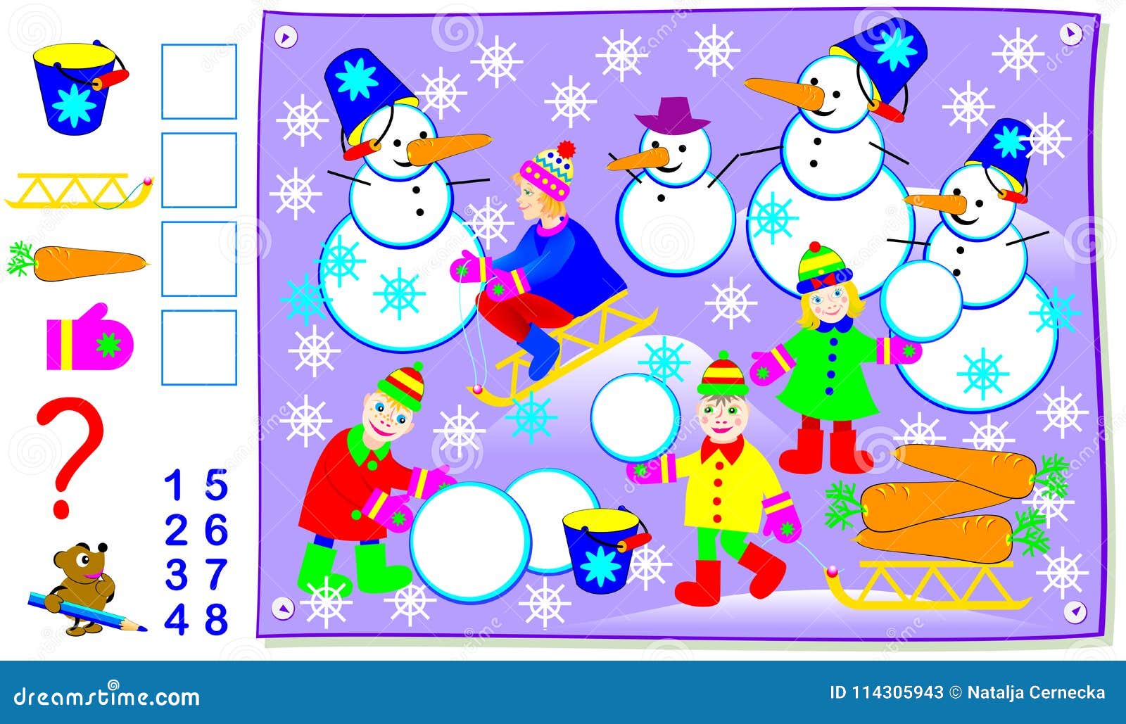 Mathematical Exercise for Kids. Count the Quantity of Objects and Write ...