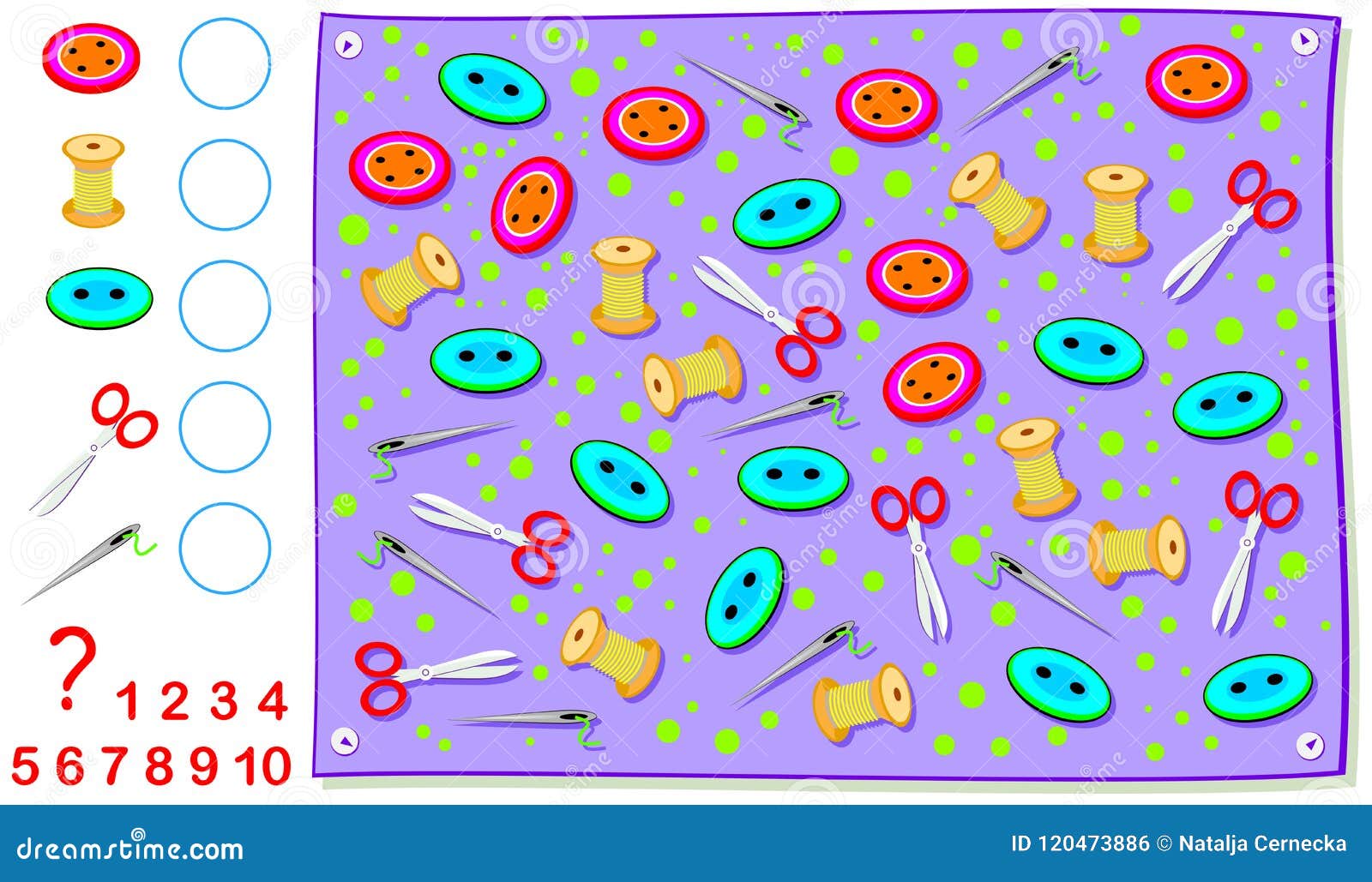 Mathematical Exercise for Kids. How Many Objects You Can Find in the ...