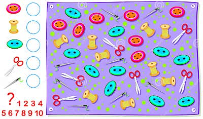 Mathematical Exercise for Kids. How Many Objects You Can Find in the ...