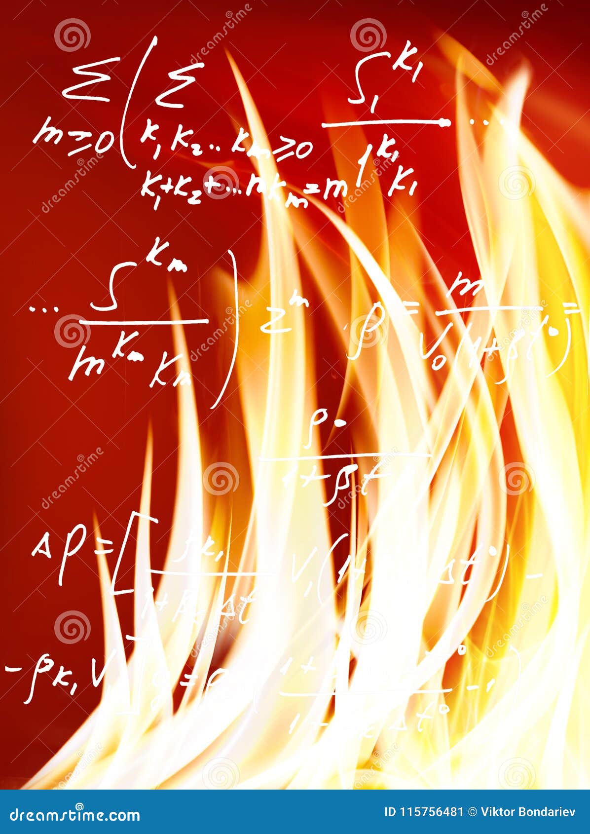 Mathematical Formulas Against Fire Background Stock Image - Image of ...