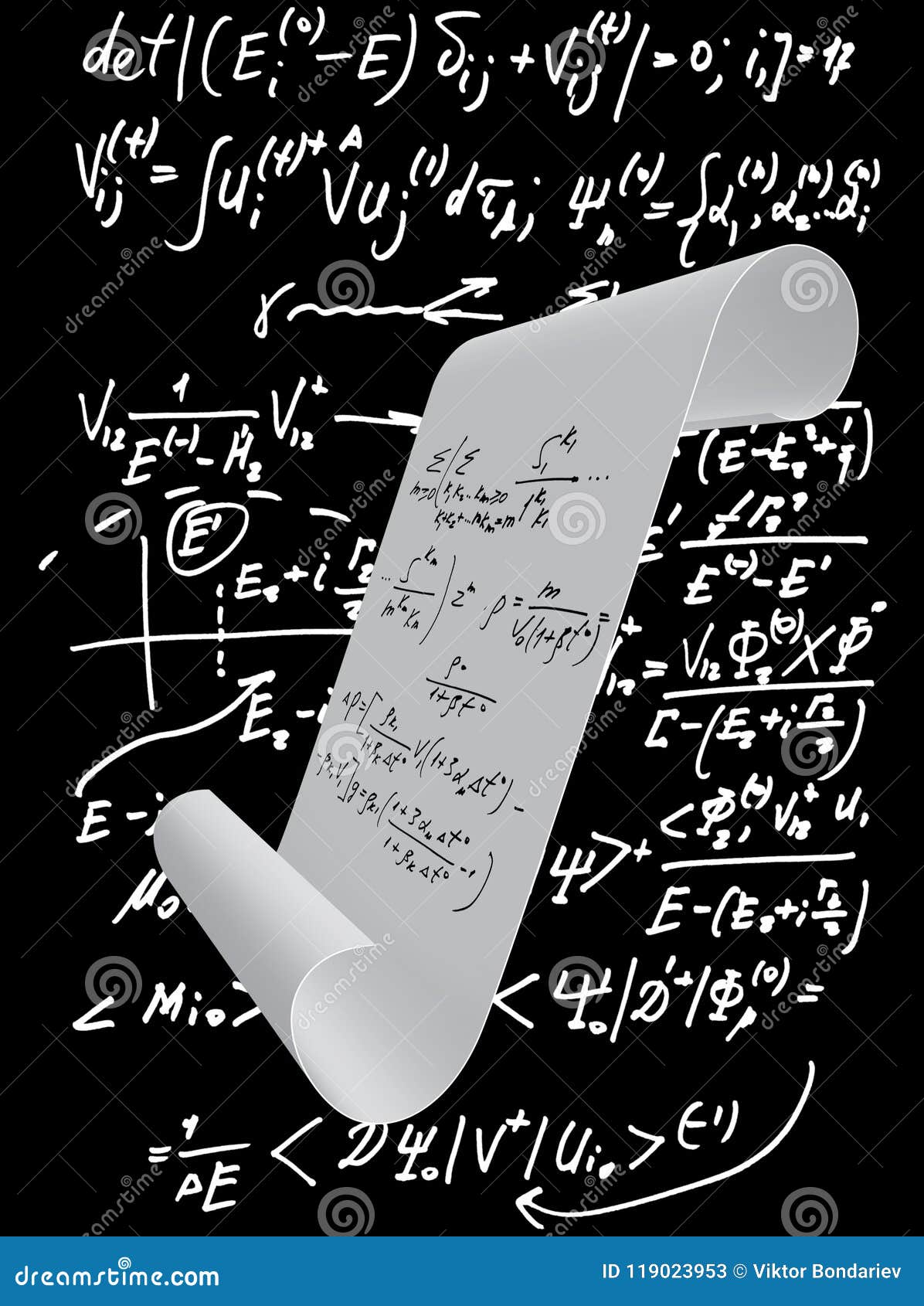Mathematical Formulas Closeup. Educational Process Stock Illustration ...