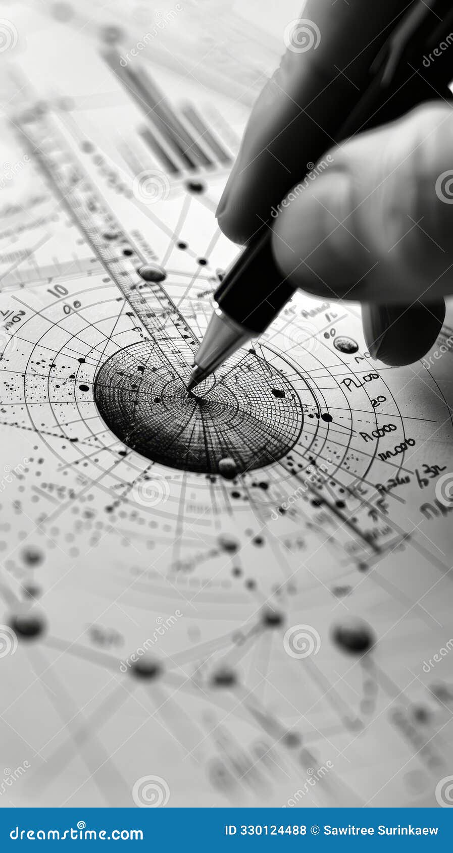 Hand-Drawn Statistical Formulas with Normal Distribution Stock Photo ...