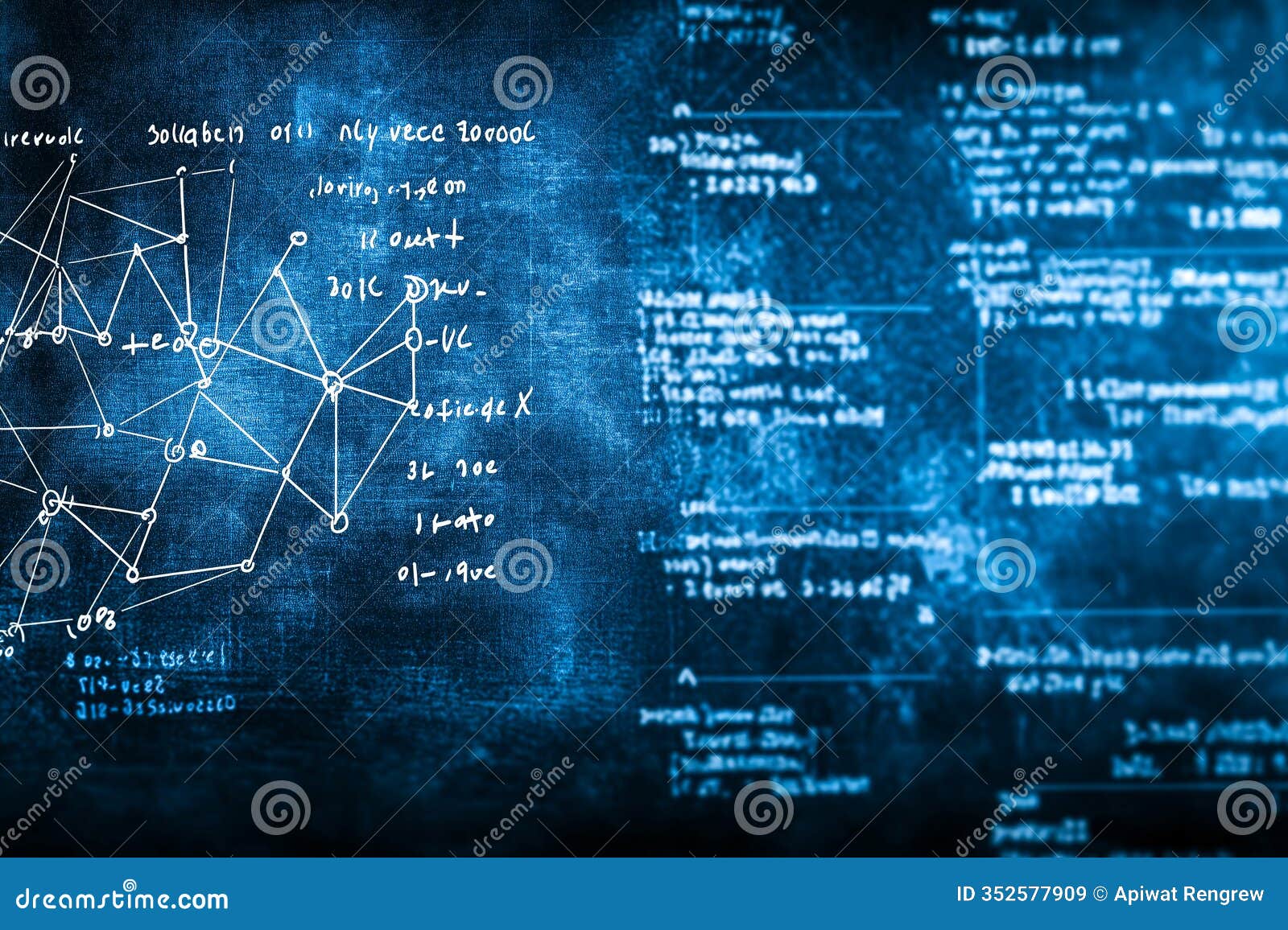 Mathematical Formulas and Graphs on Blue Background Create Dynamic ...