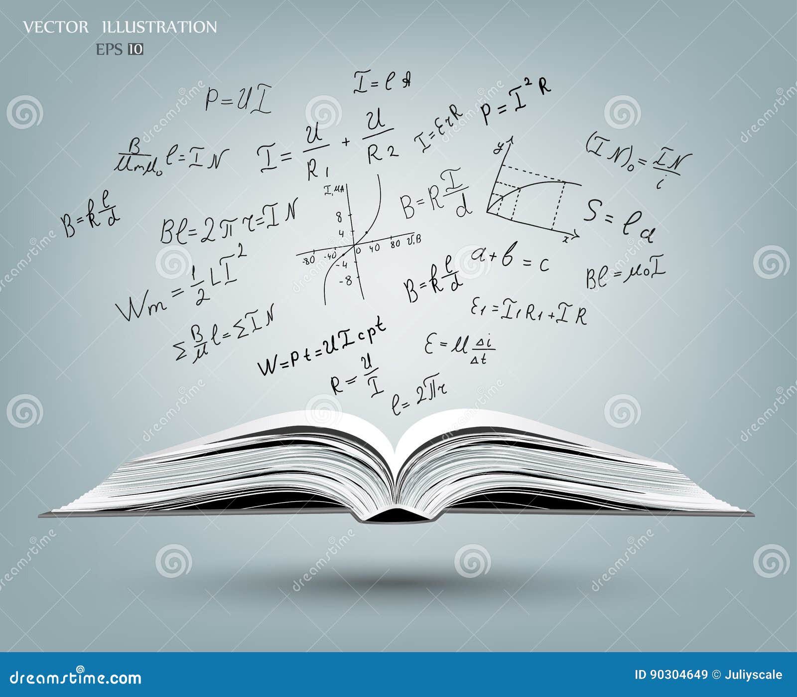 Physics. Open Book With Doodles With Lettering. Vector Illustration ...