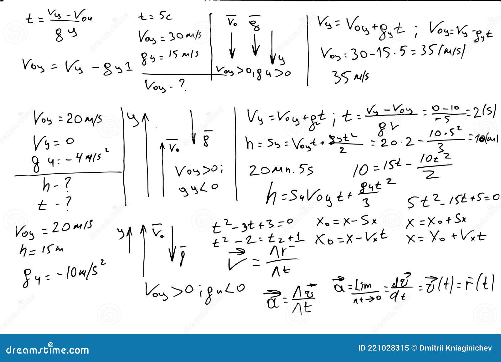 Mathematical Formulas. Handwritten on a White Background Stock Vector ...