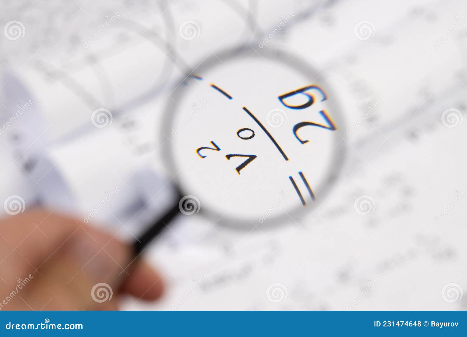 Mathematical Formulas through a Magnifying Glass Close Up Stock Photo ...