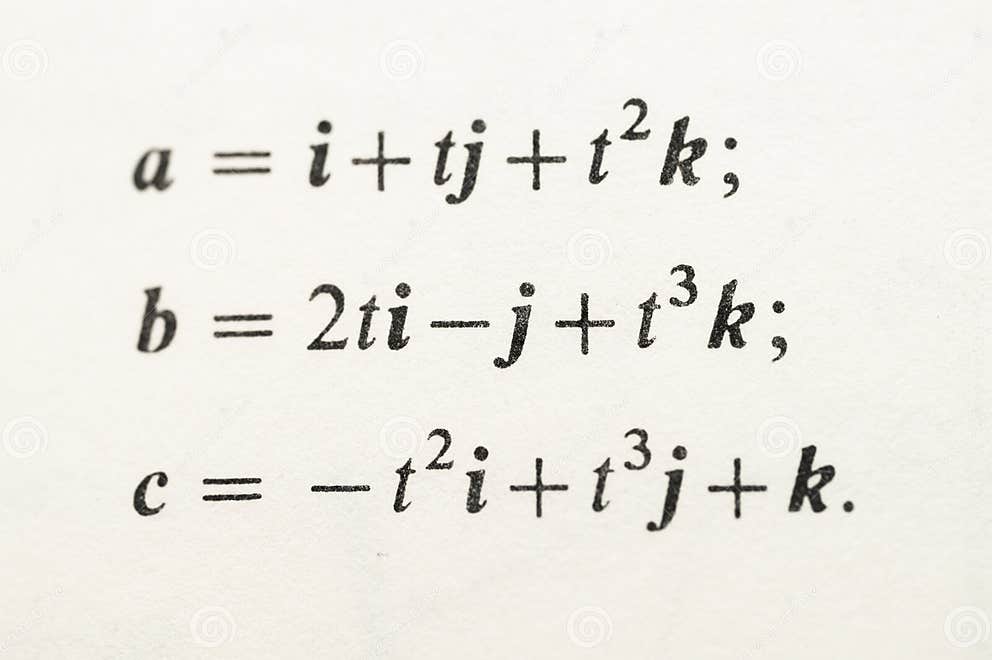 Mathematical Formulas and Vector Calculations: Close-Up of ...