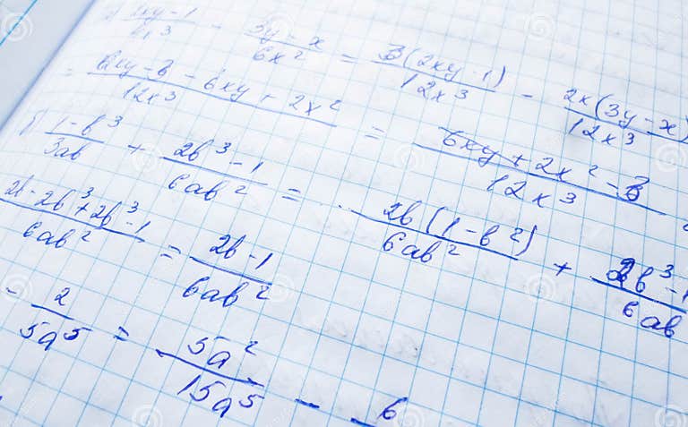 Math Formulas are Written in a Notebook with a Pen. the Solution of ...