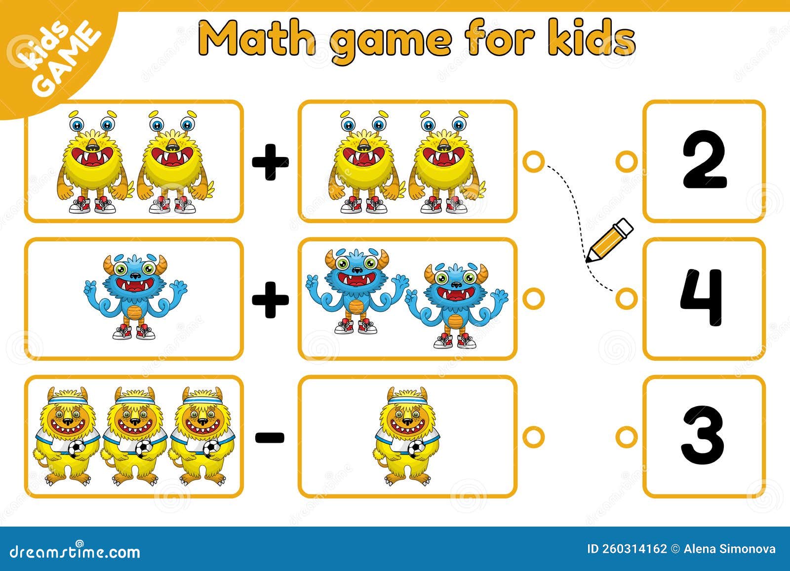 Math Game and Choose the Correct Answer-2 Stock Vector - Illustration ...