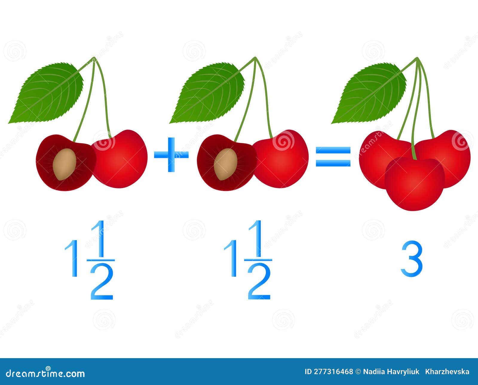 Mathematical Games For Children. Study The Fractions Numbers, Example ...