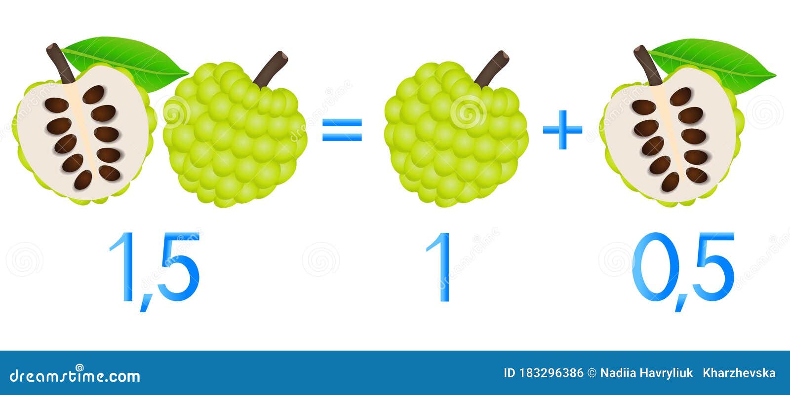 Mathematical Games For Children. Study The Fractions Numbers, Example ...