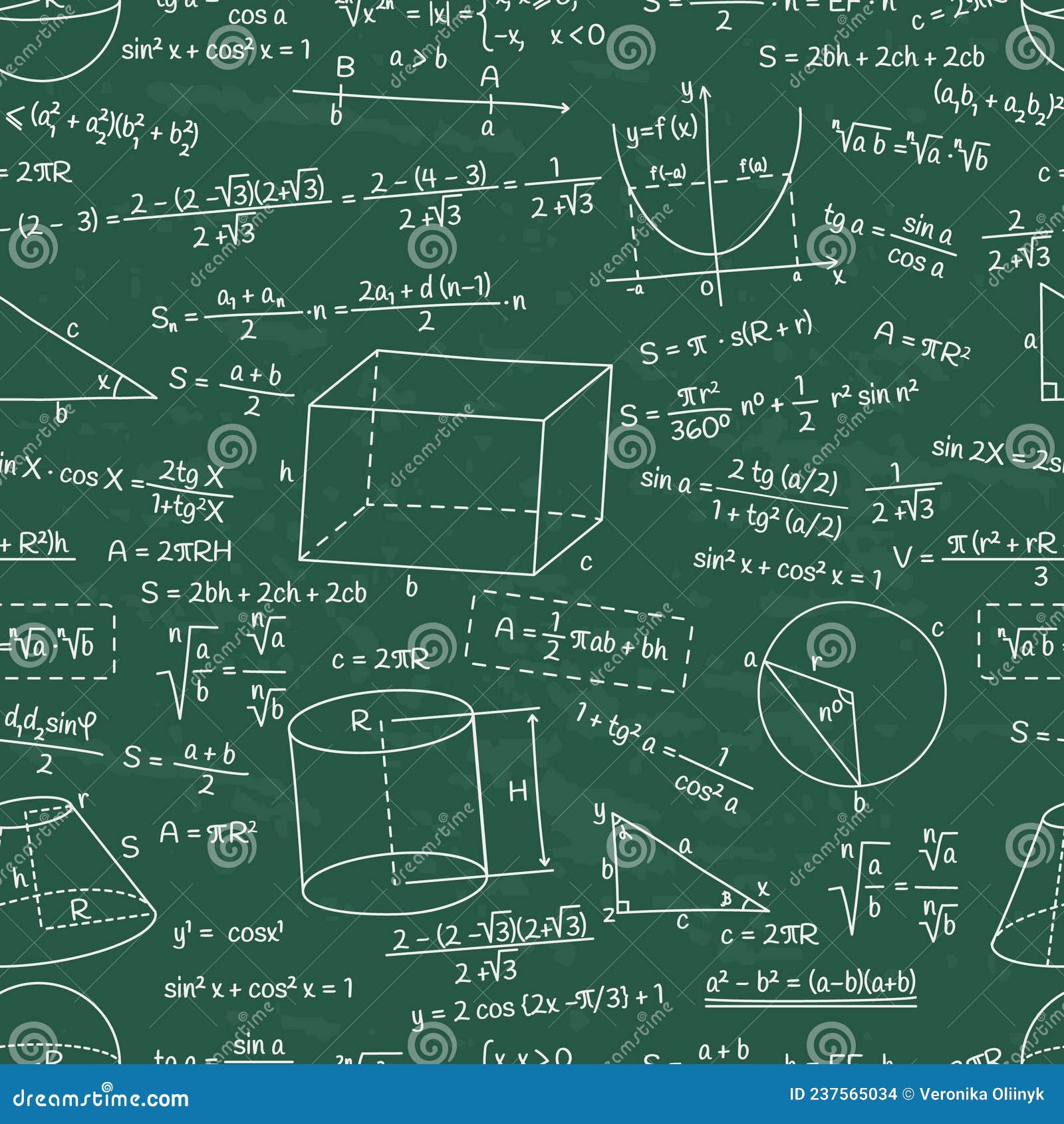 Doodle Math Blackboard. Mathematical Theory Formulas And Equations ...