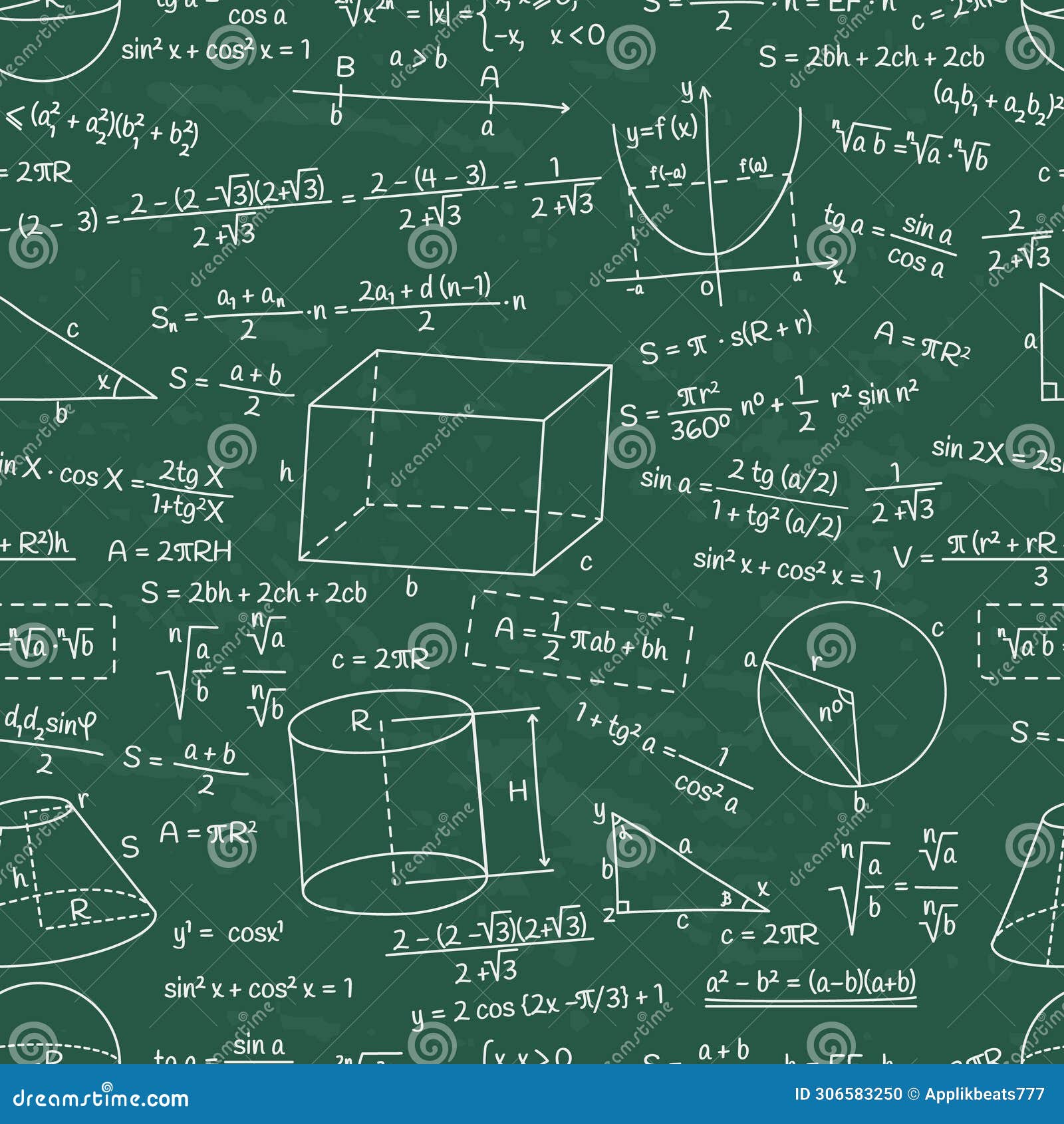 Mathematical, Geometry and Physics Formula Seamless Pattern. Doodle ...