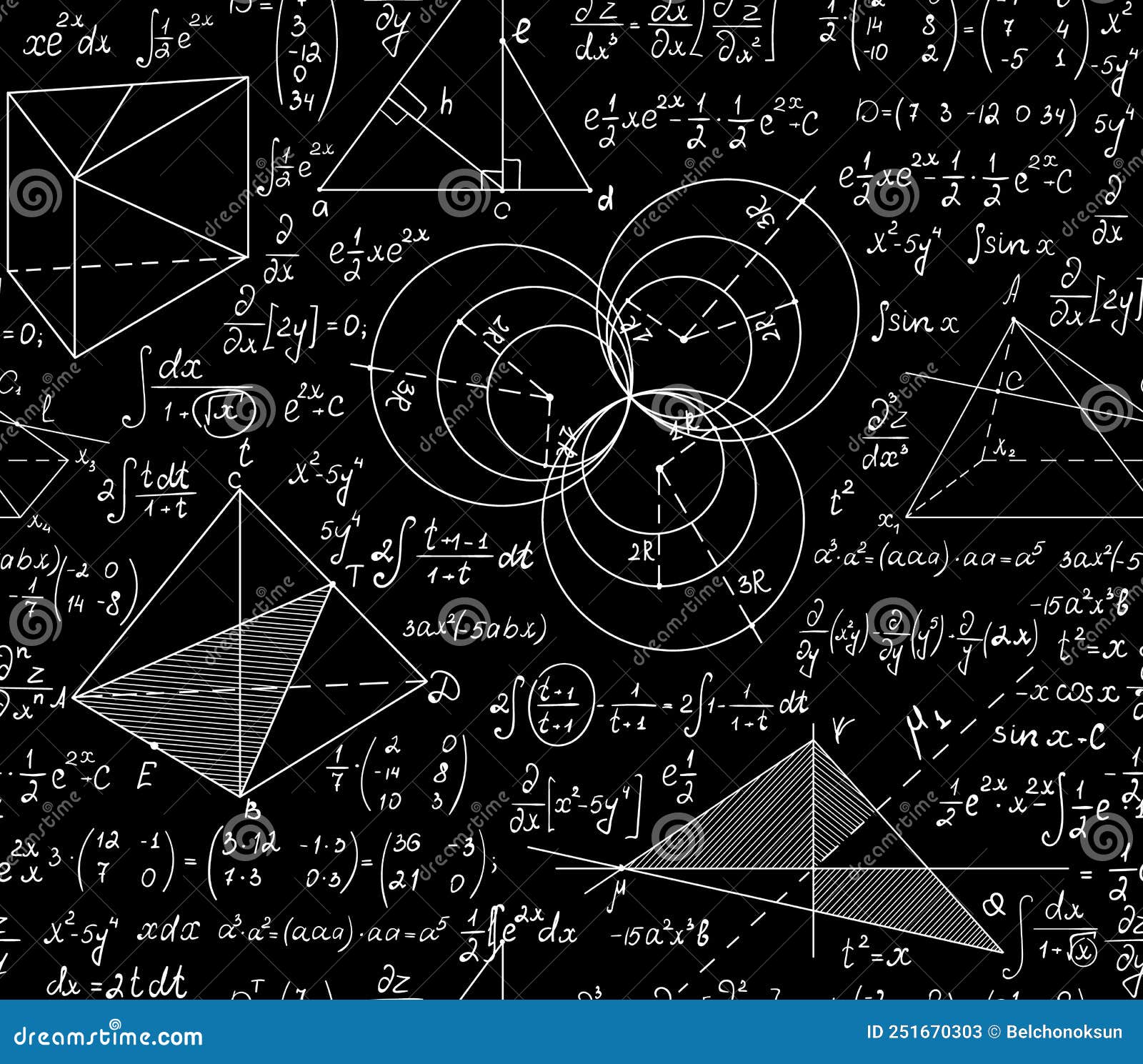 Mathematical Handwritten Vector Seamless Backround with Physics and ...