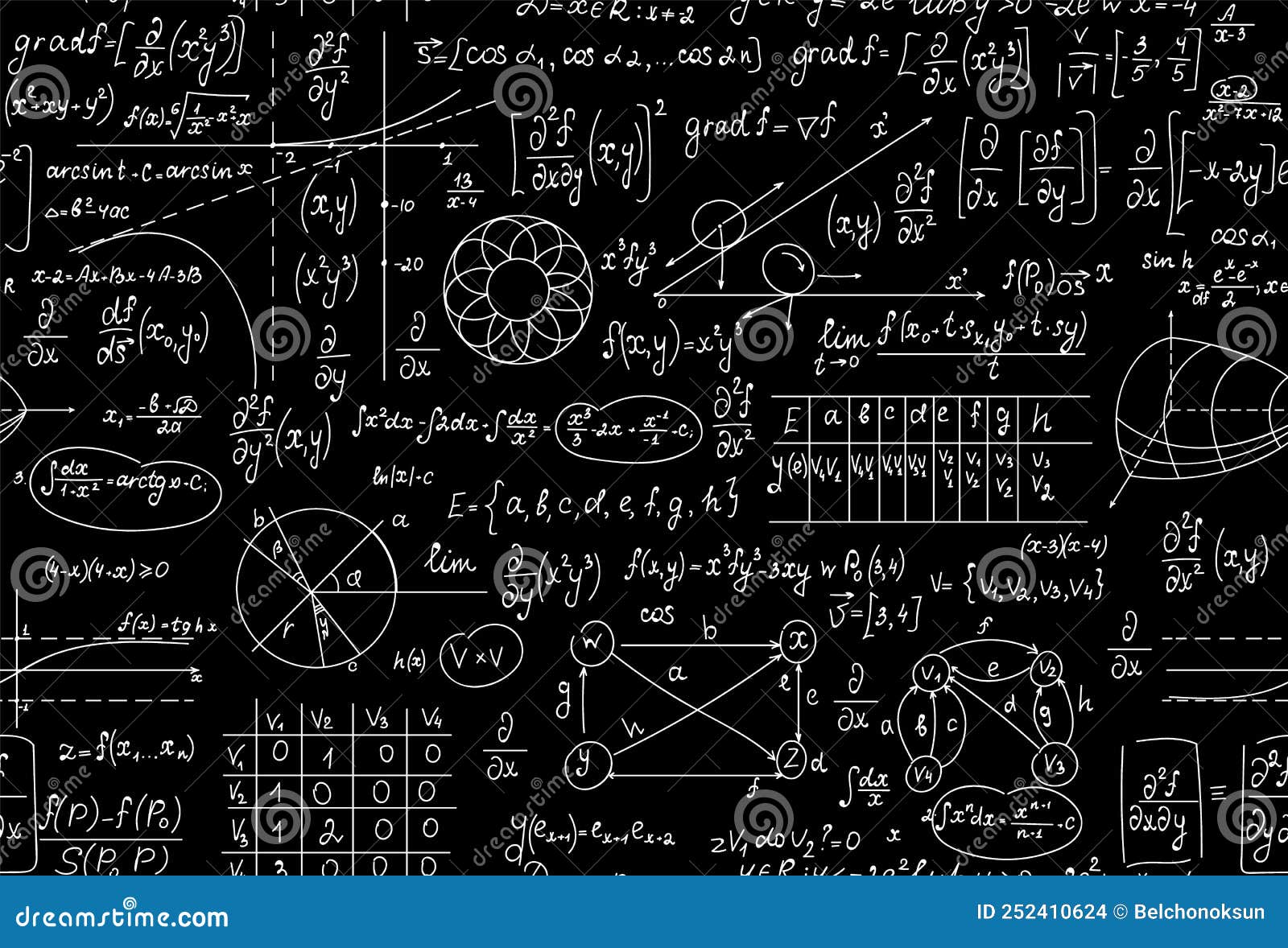 Mathematical Handwritten Vector Seamless Backround with Physics and ...