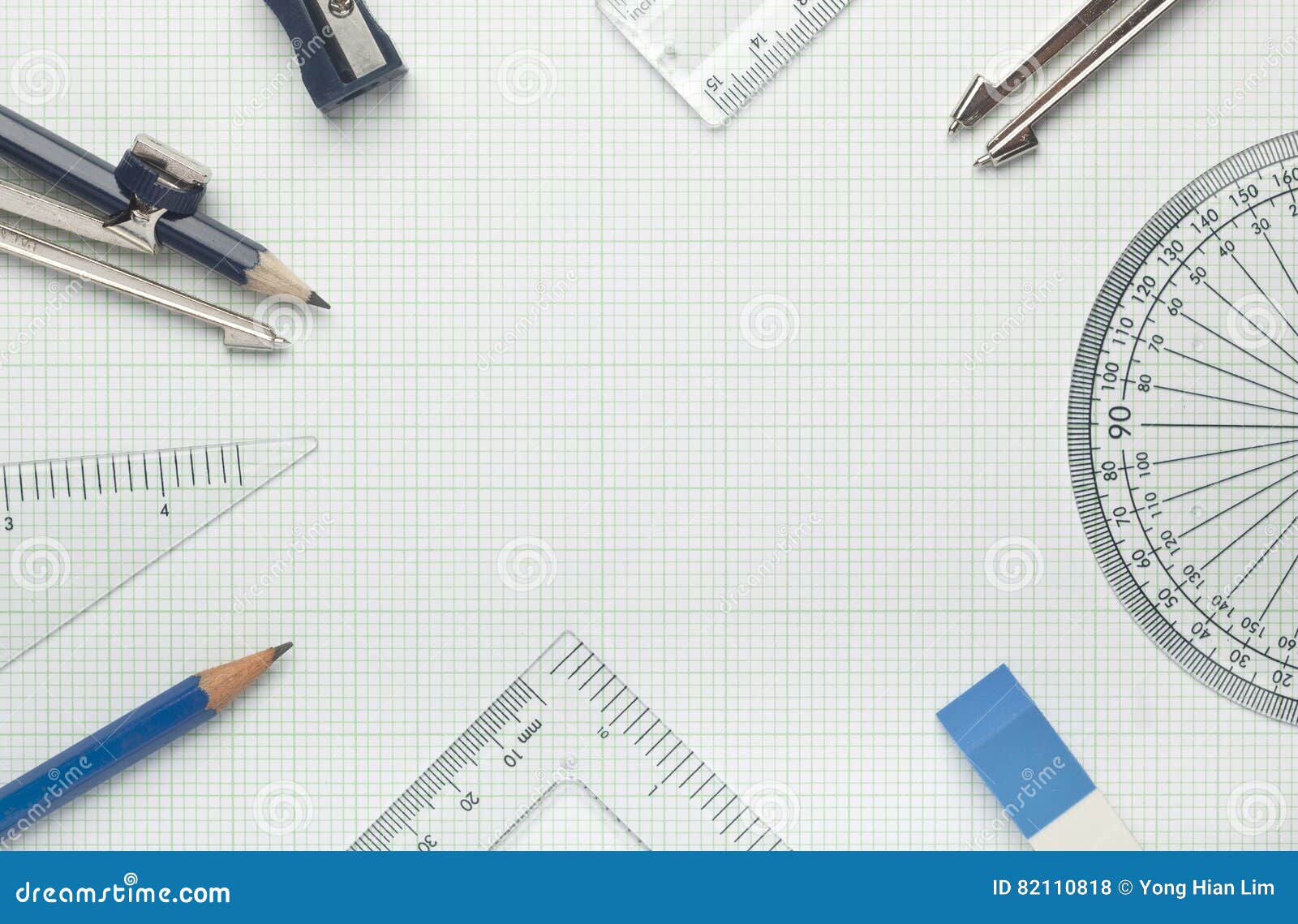 Mathematical Instruments on Graph Paper Stock Photo - Image of graph ...