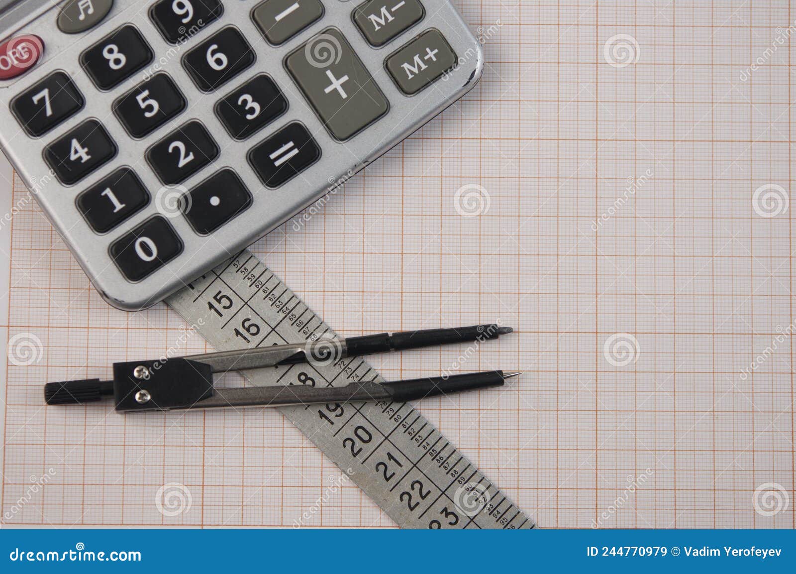 Mathematical Instruments Lie on a Graph Paper with Copy Space for Text ...