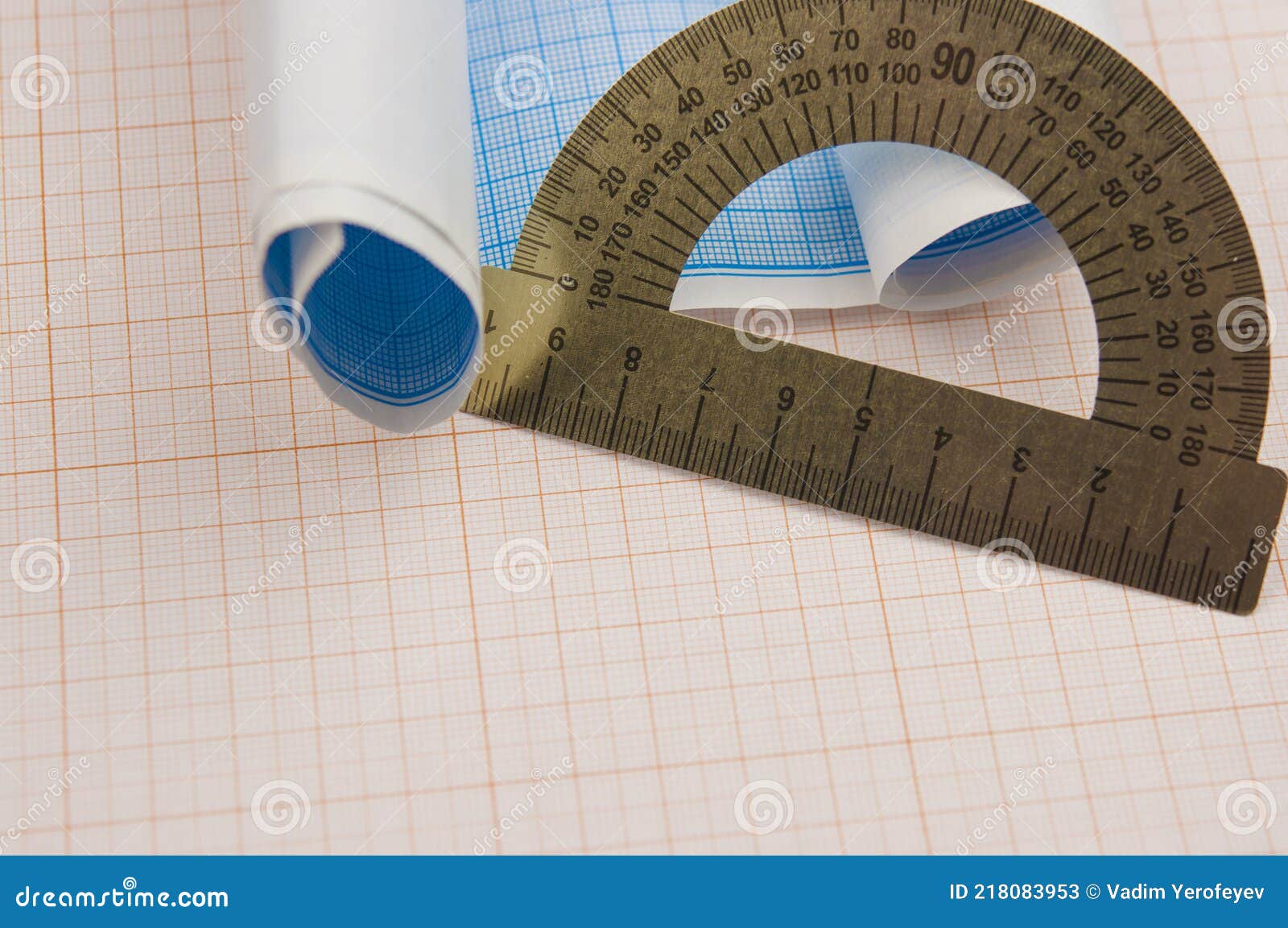 Mathematical Instruments Over the Corner of a Math Graph Paper with ...