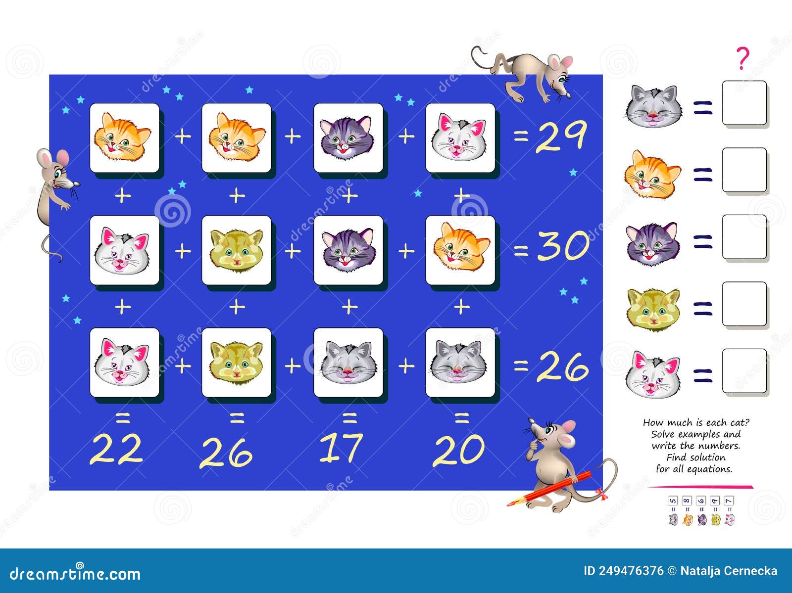 Mathematical Logic Puzzle Game for Smartest. How Much is Each Cat ...