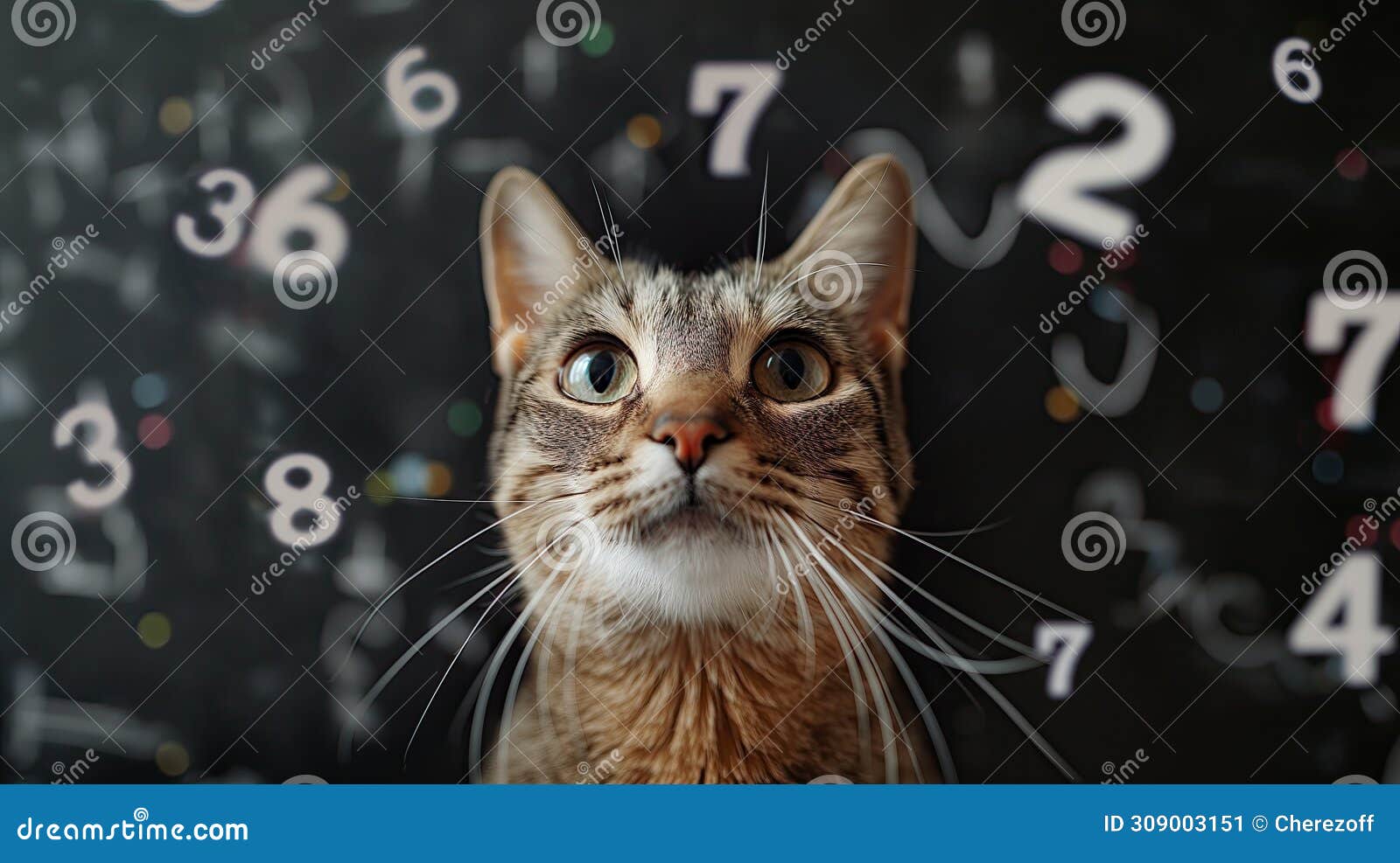 Mathematical Numbers Fly Around the Cat Stock Image - Image of ...