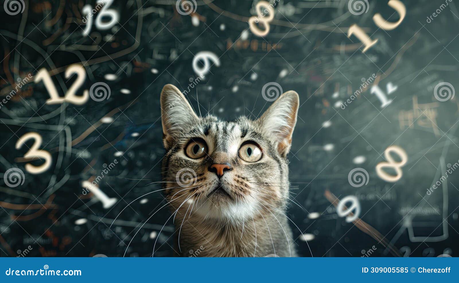 Mathematical Numbers Fly Around the Cat Stock Image - Image of training ...