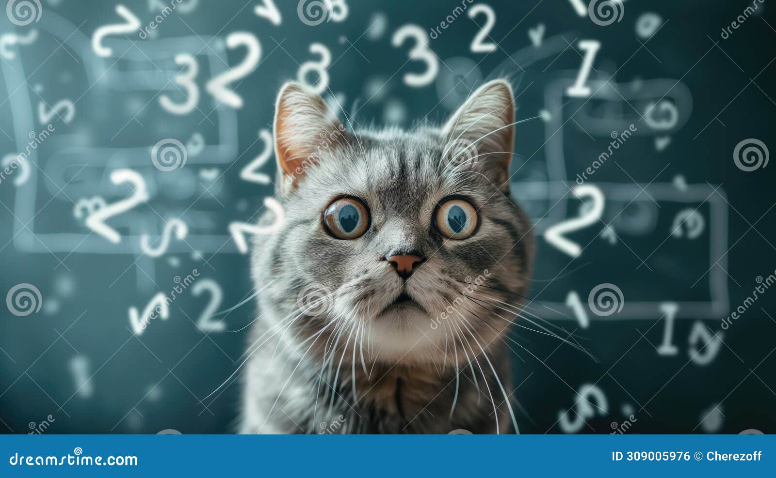 Mathematical Numbers Fly Around the Cat Stock Photo - Image of ...