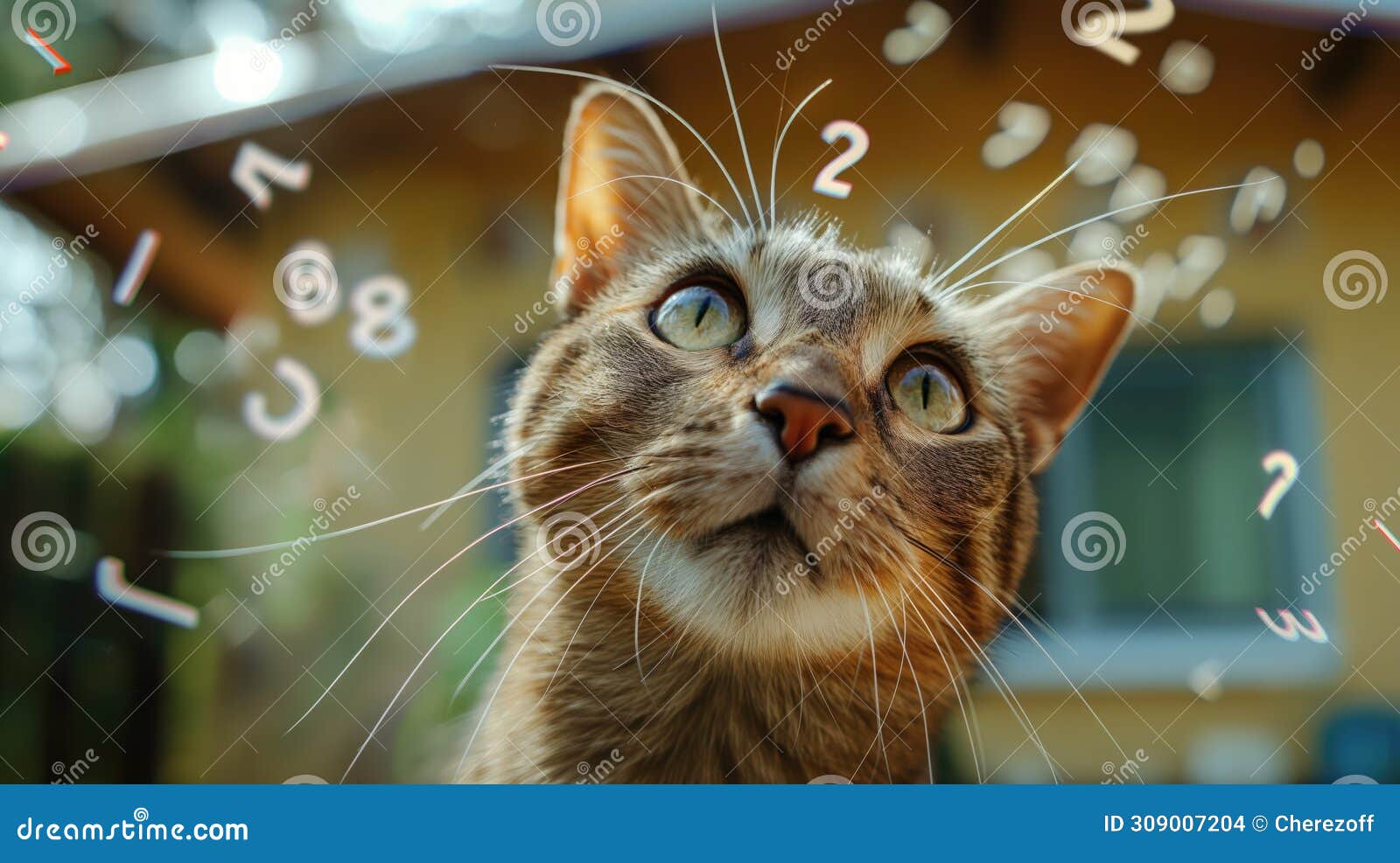 Mathematical Numbers Fly Around the Cat Stock Photo - Image of quiz ...