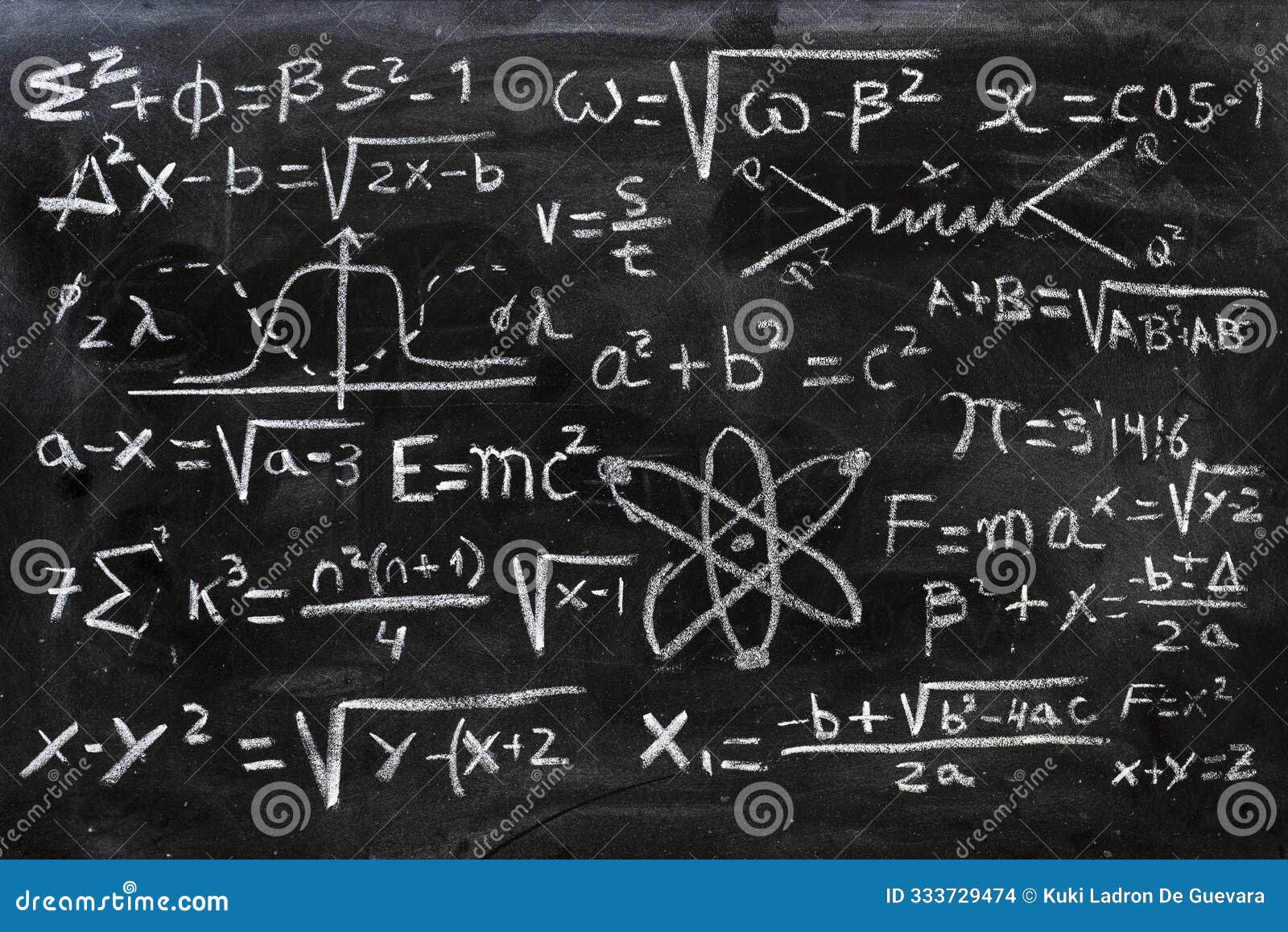 Mathematical Operations and Quantum Physics Formulas Written on the ...